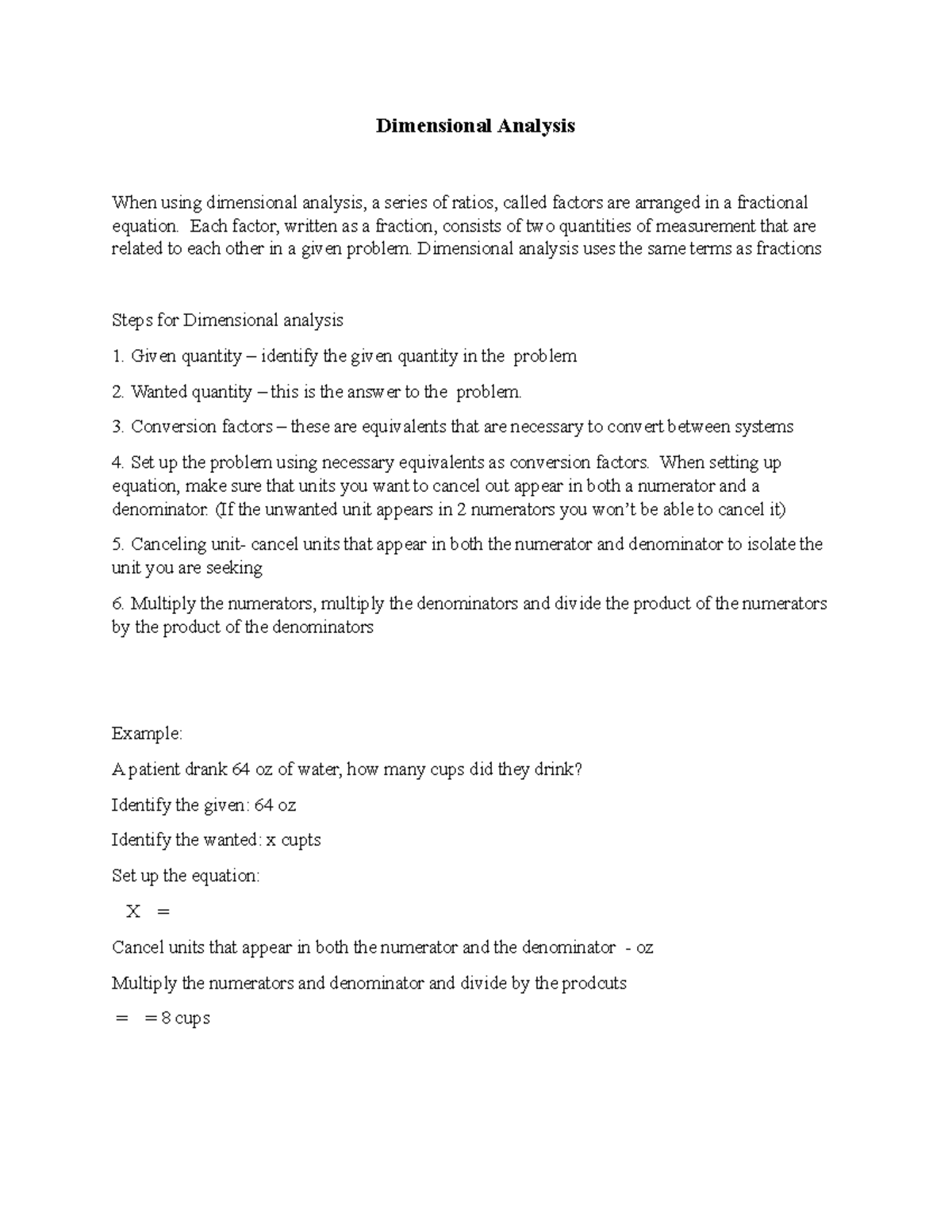 Answer Key to Exam #2 Review - Dimensional Analysis When using ...