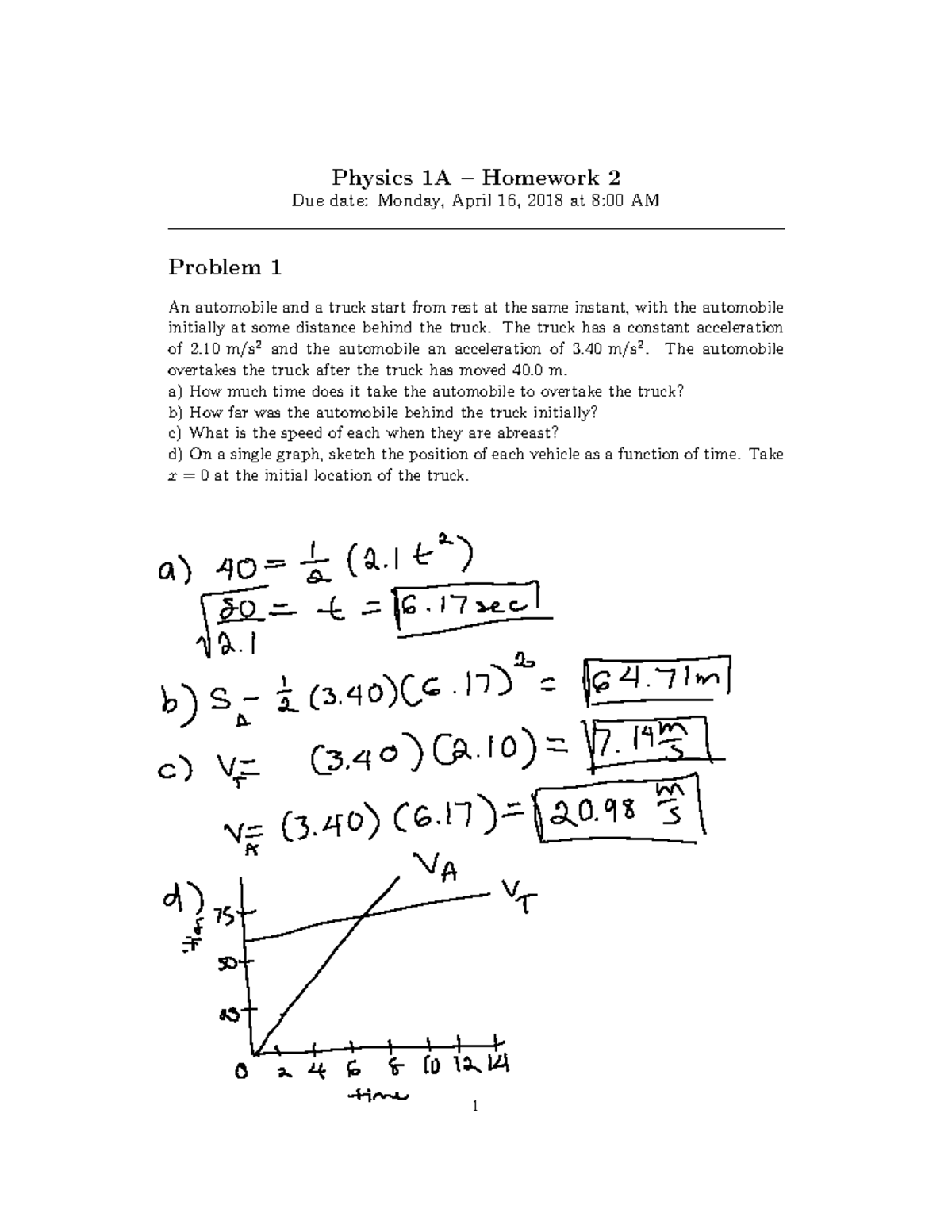 HW2 - Instructor Arash Bellafard, Physic 1A - Physics 1A – Homework 2 ...