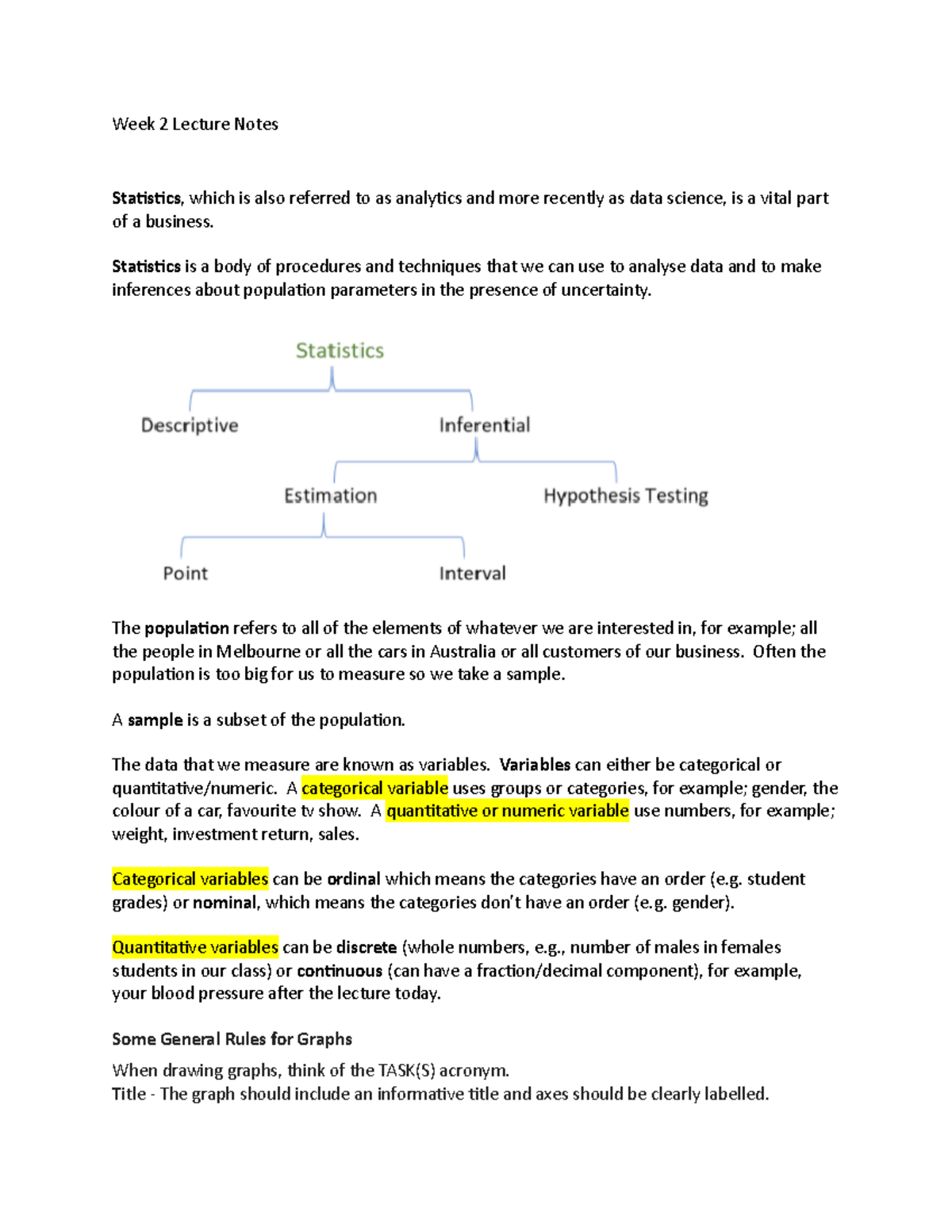 Week 2 Lecture Notes Week 2 Lecture Notes Statistics Which Is Also