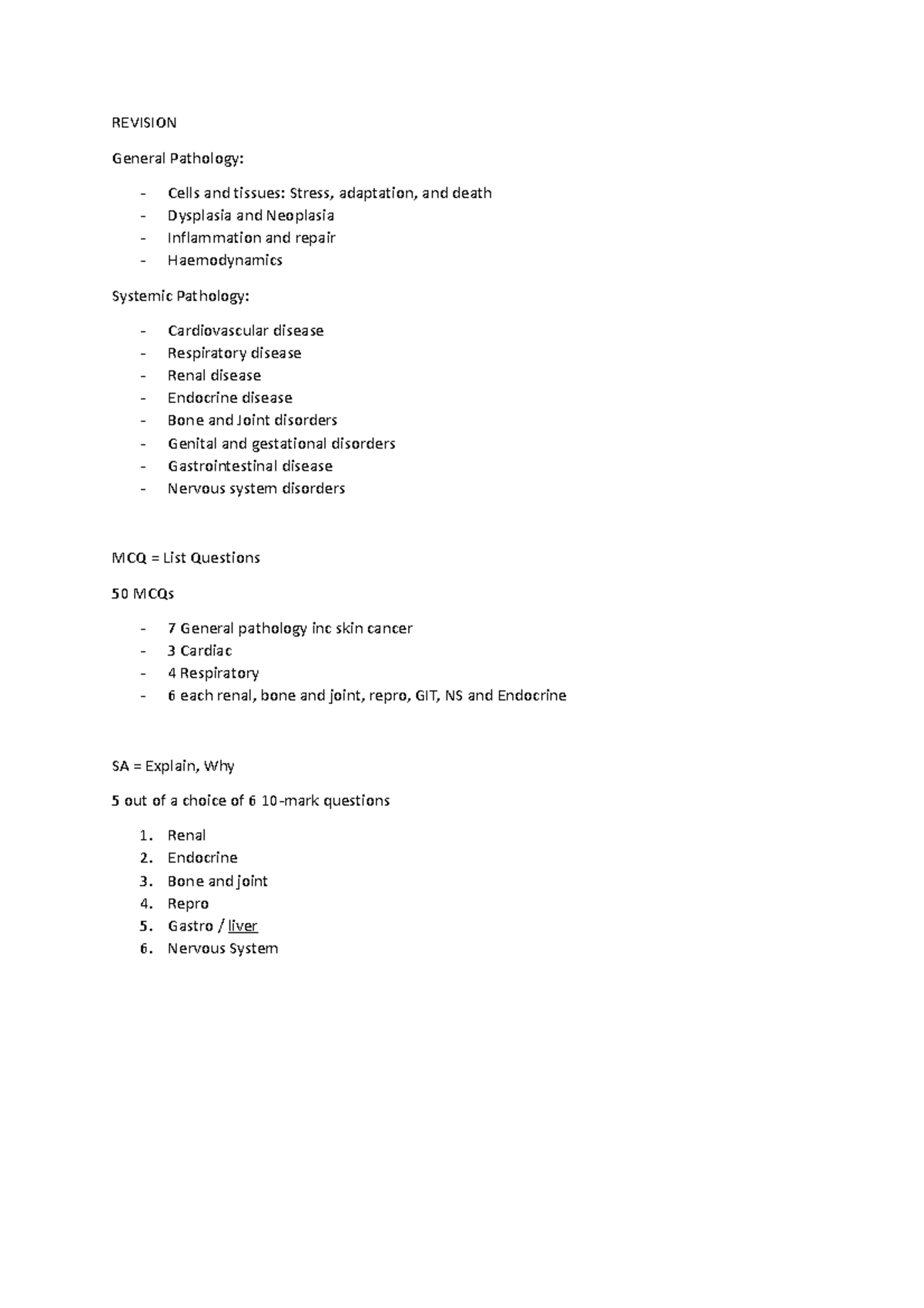 Learning Objective Summary (EOS Exam) - REVISION General Pathology ...