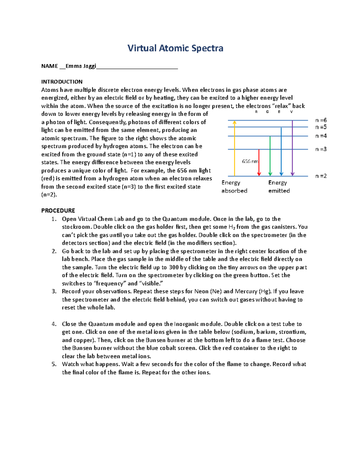 Exploratory Lab 4 - Virtual Atomic Spectra NAME Emma Jaggi ...