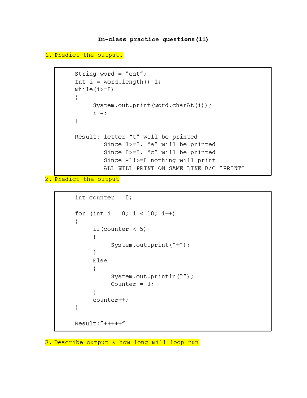 COP EXAM 2 Review Part 2 - These are all a set of practice problems ...