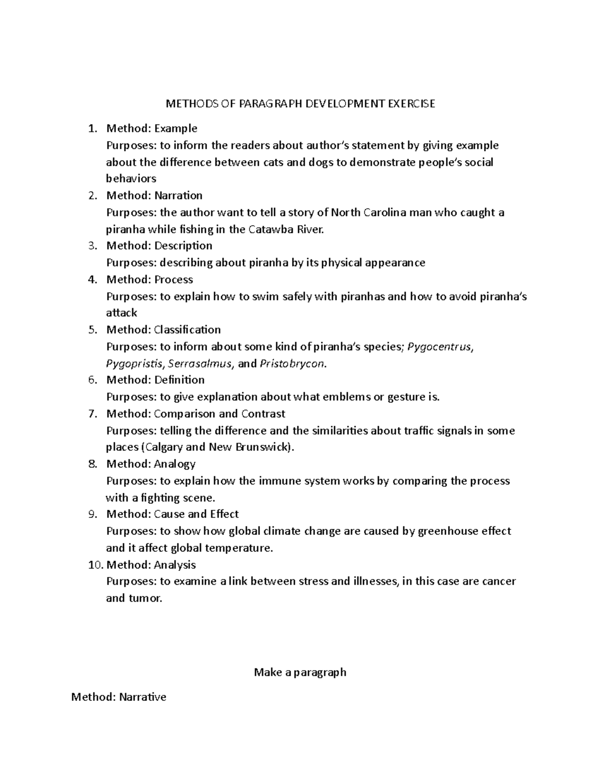 Writing for Social Intercultural Methods OF Paragraph Development ...