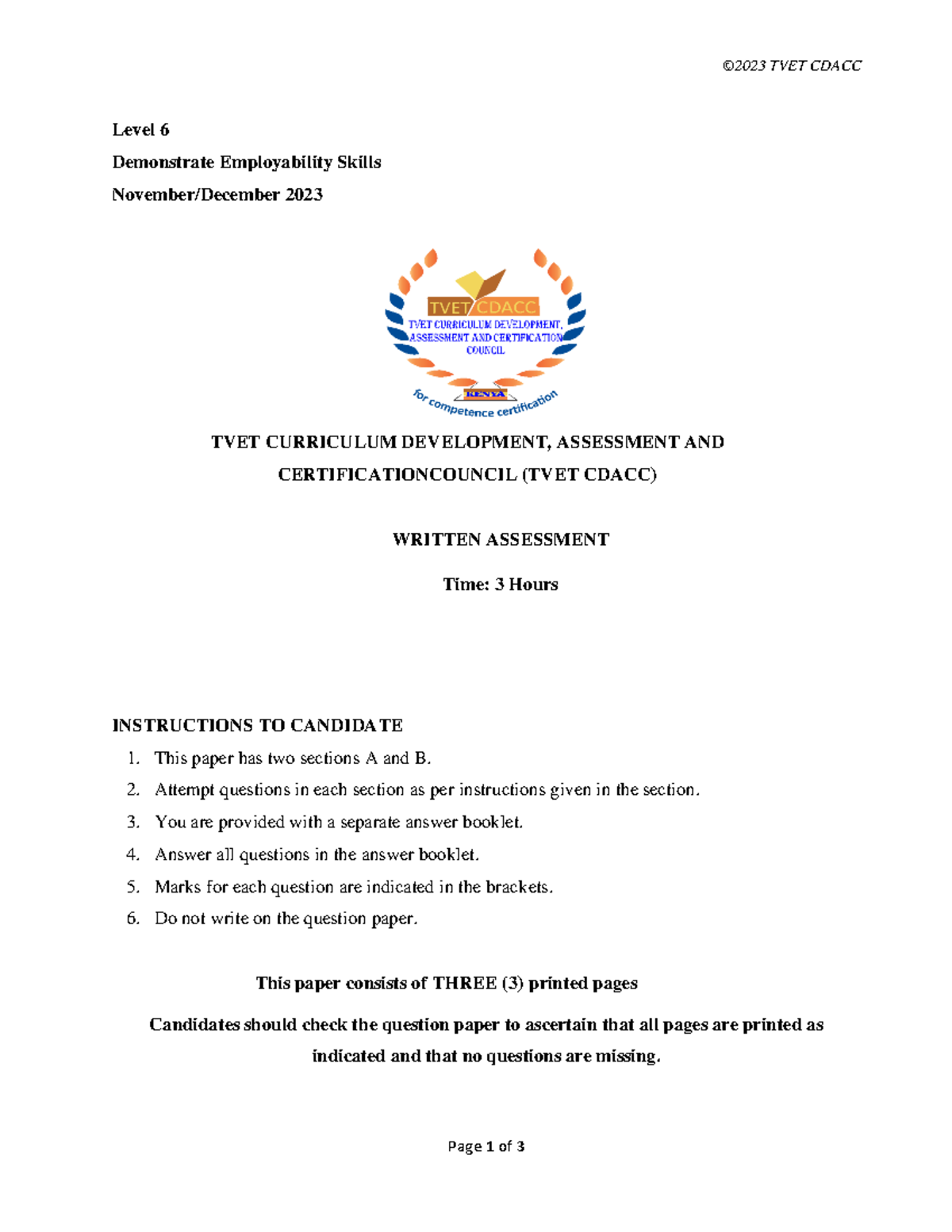 6-Perioperative Theatre Technology- Employability Skills Level 6 TVET ...