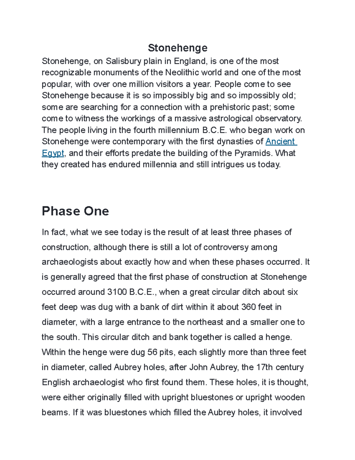 Stonehenge - Stonehenge Stonehenge, on Salisbury plain in England, is ...