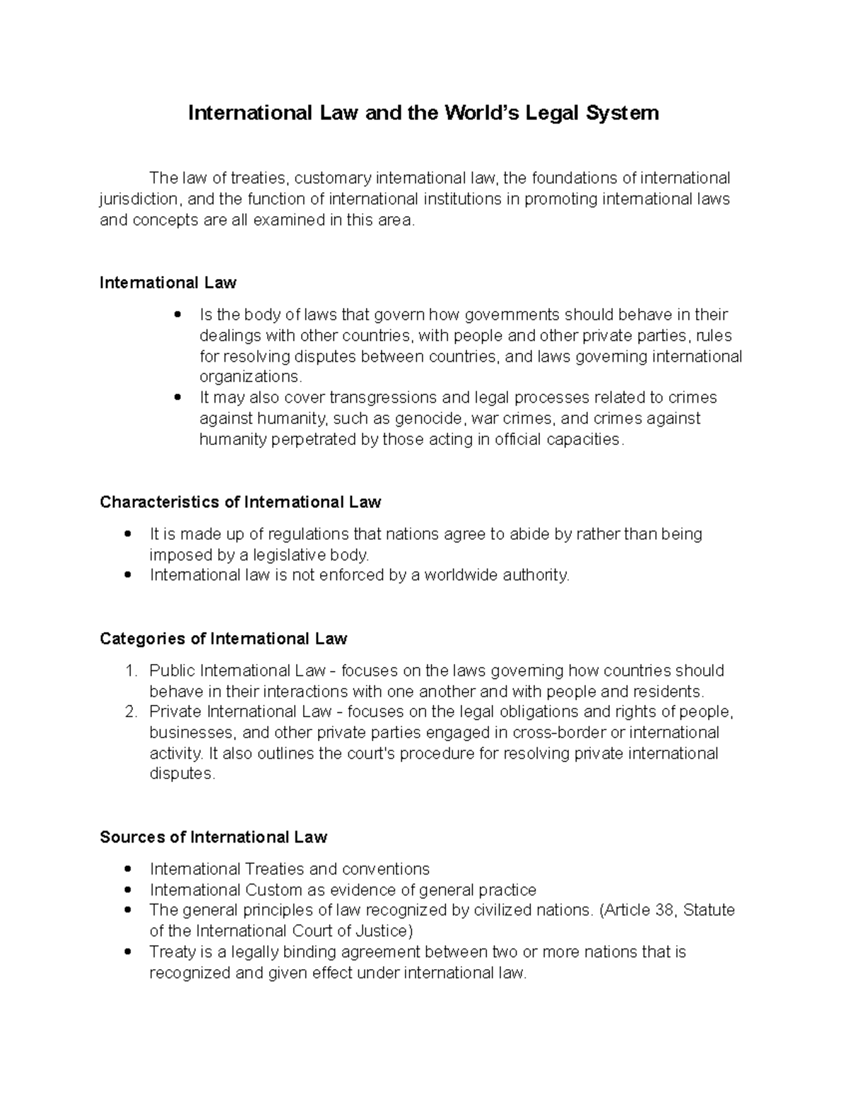 International Law and the World’s Legal System - International Law Is ...