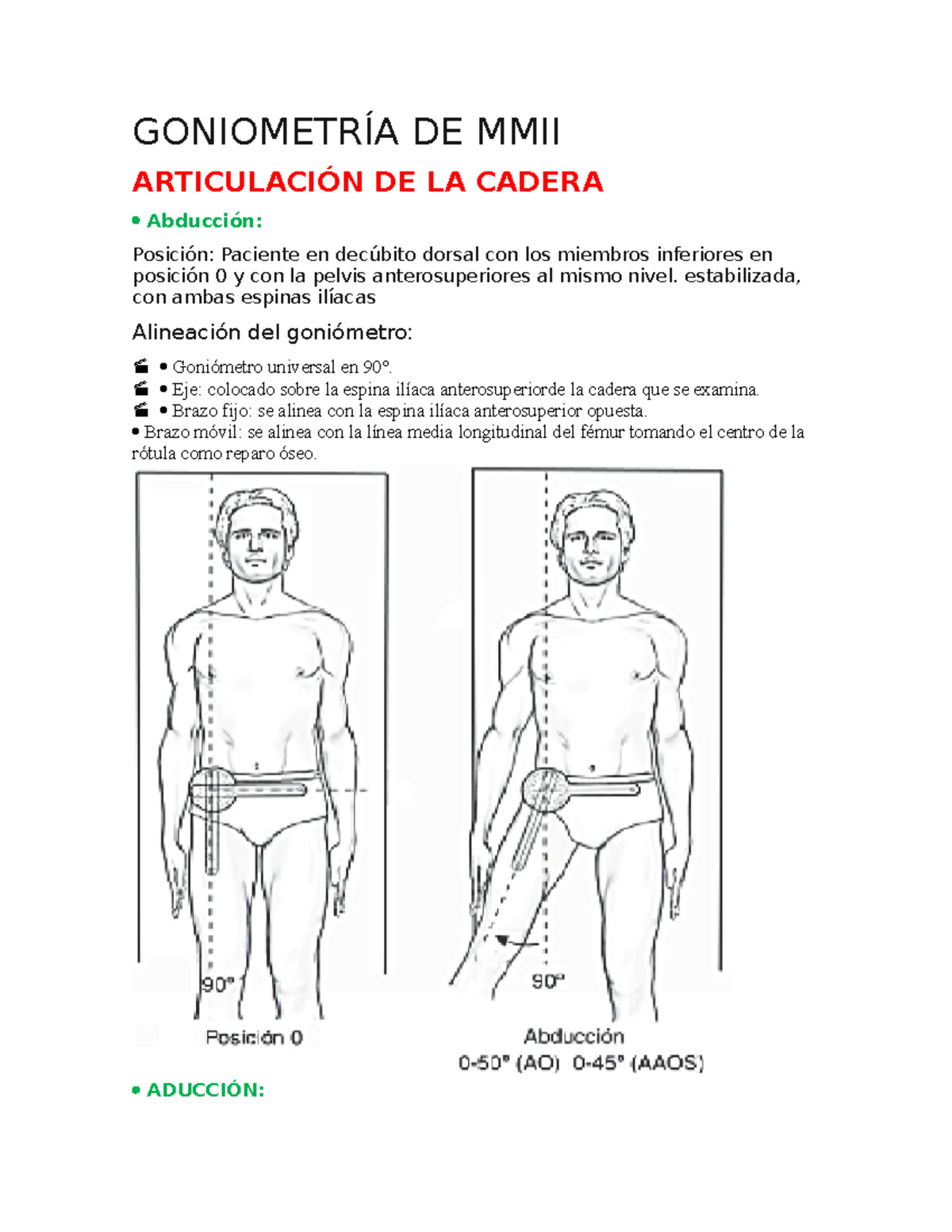 Goniometria DE MMII - trabajo - GONIOMETRÍA DE MMII ARTICULACIÓN DE LA ...