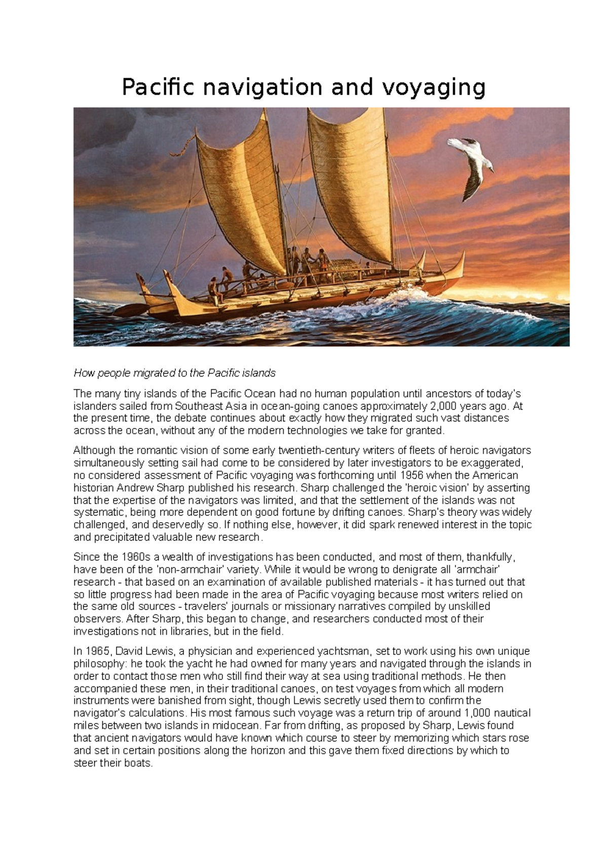 Mini ielts reading - Pacific navigation and voyaging How people ...