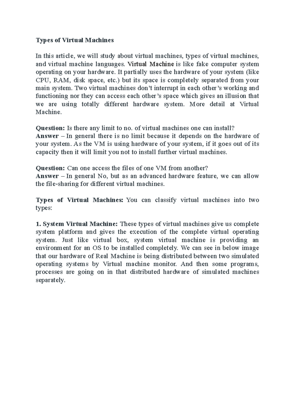 3-Types of Virtual Machines - Virtual Machine is like fake computer ...