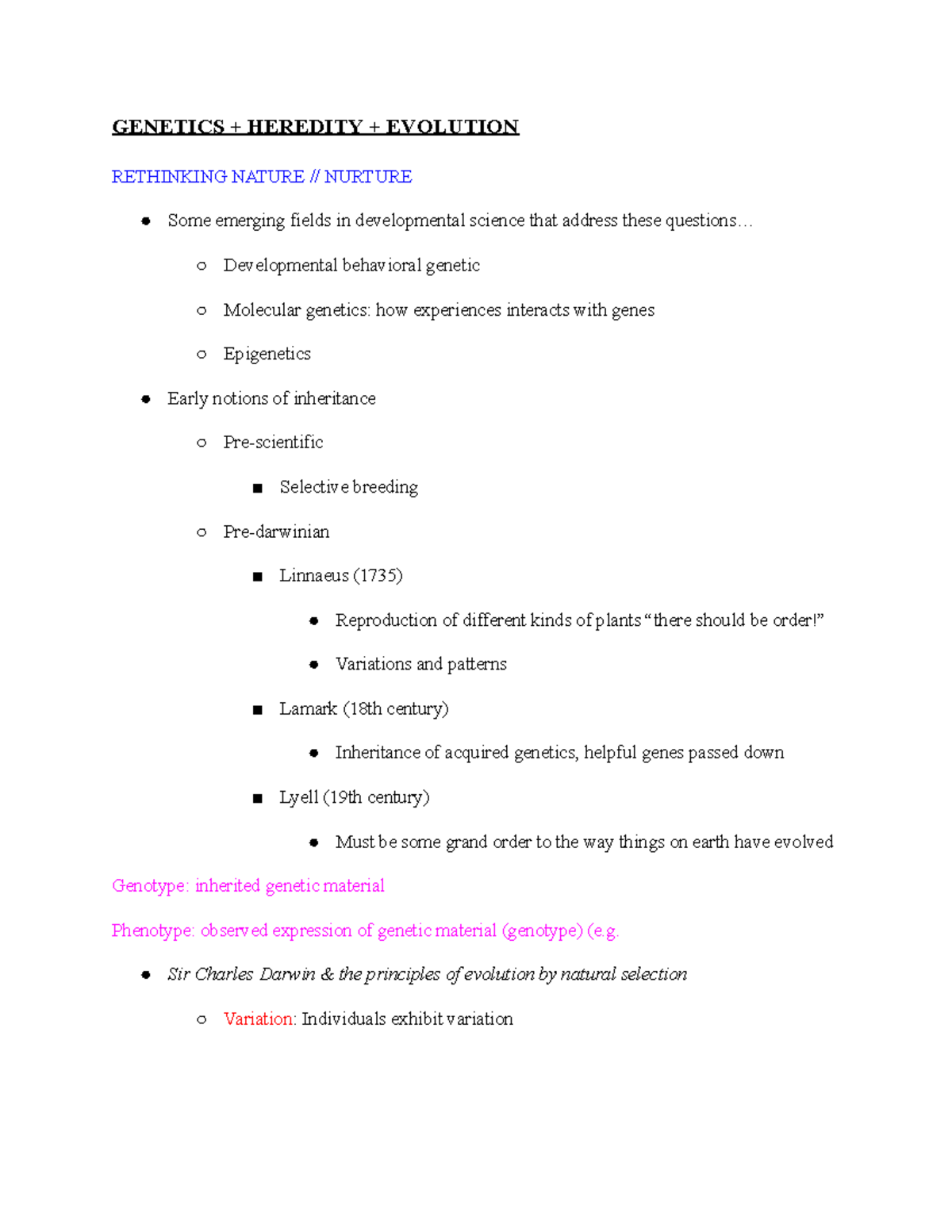 Dev psych genetic + heredity + evolution - GENETICS + HEREDITY ...