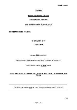 BMAN23000 Exam May 2022 Actual - Timed Open Book Duration – 90 mins ...