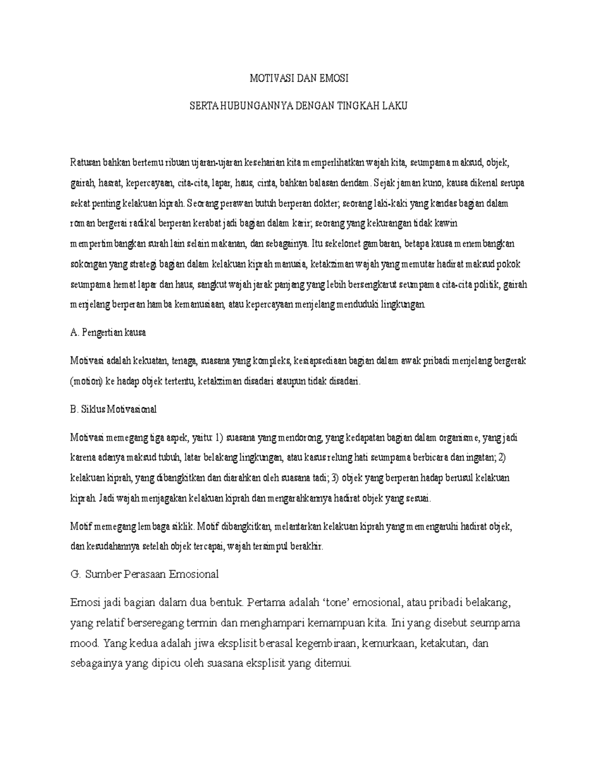 Motivasi DAN Emosi - summary of communication material - MOTIVASI DAN EMOSI SERTA HUBUNGANNYA ...