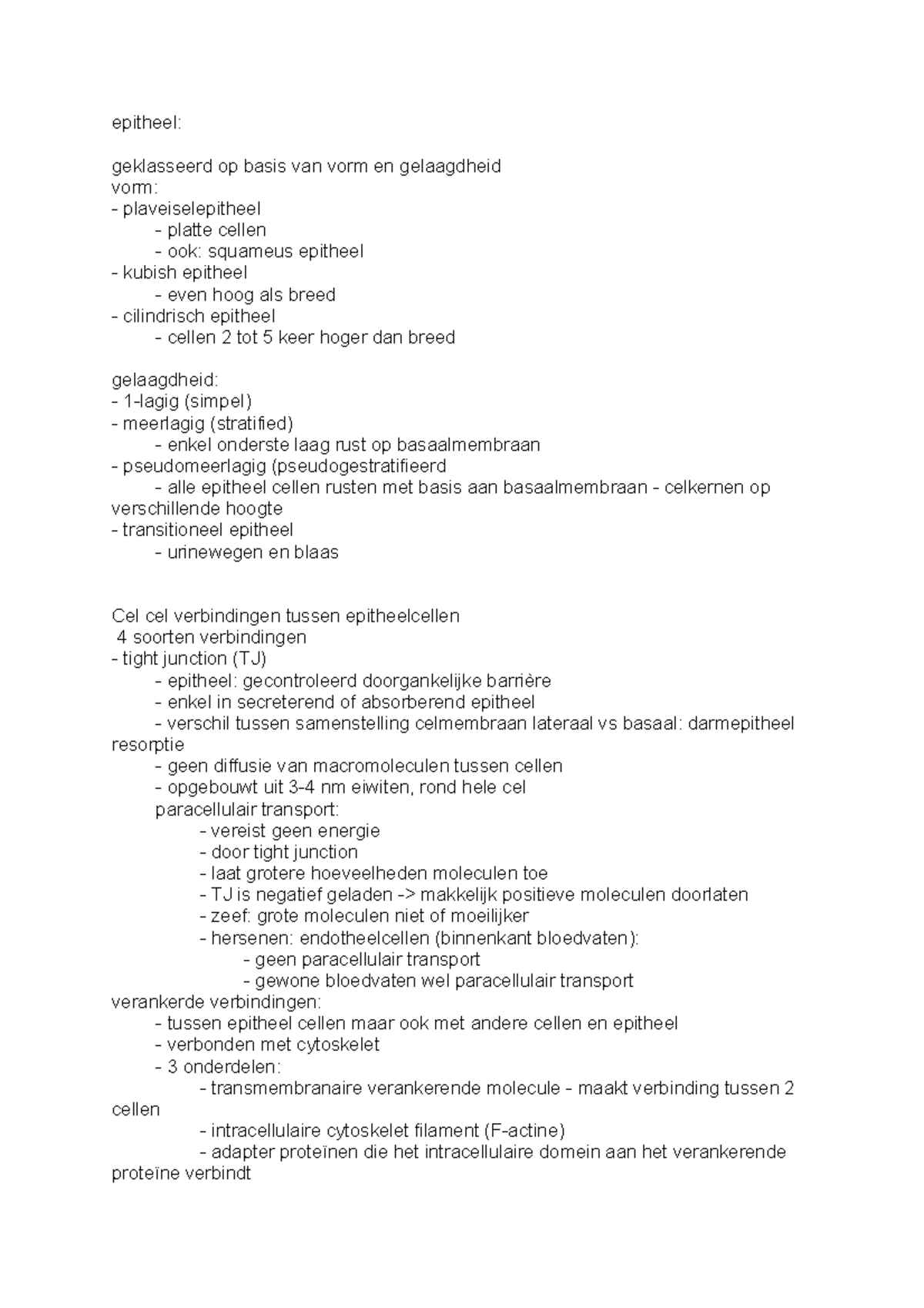 Samenvatting epitheel module 3 sofia platform - epitheel: geklasseerd ...