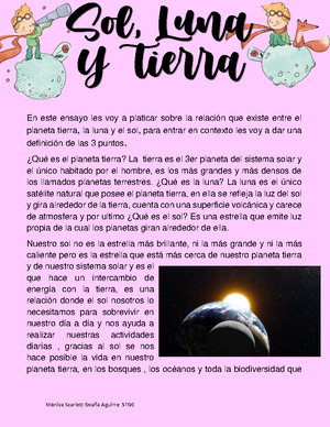 La relación Sol-Tierra-Luna - “La relación Sol-Tierra-Luna” El Sol se ...