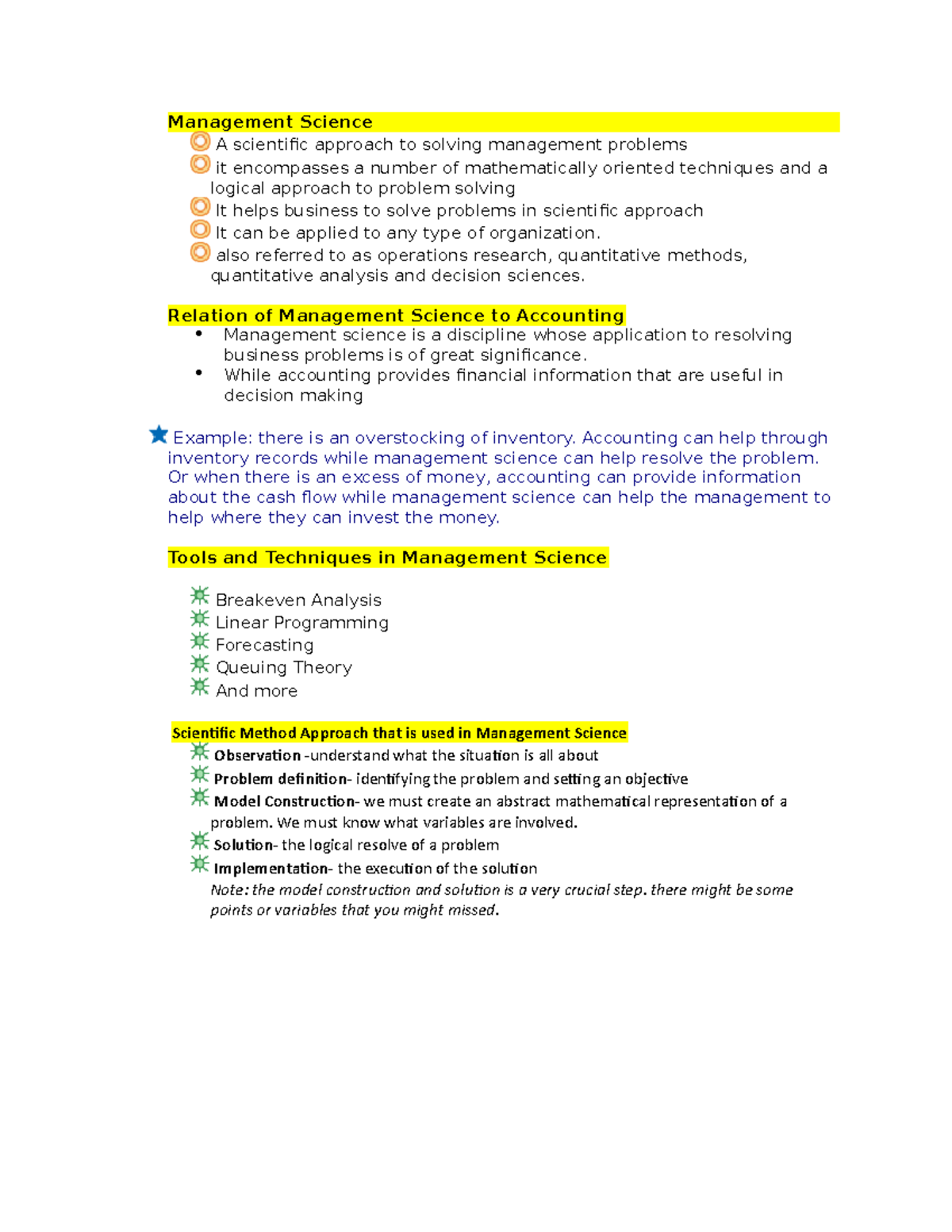 Introduction to Management Science - Information Management - Studocu