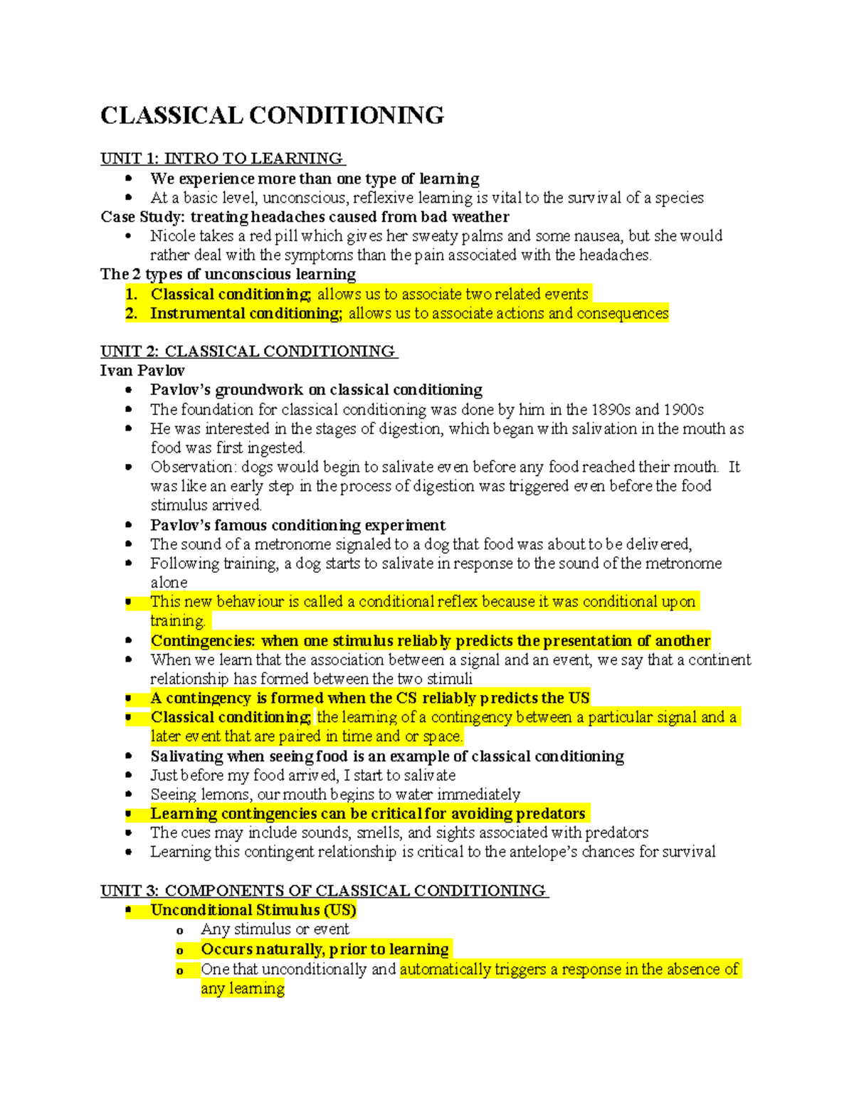 Classical Conditioning Classical Conditioning Unit 1 Intro To Learning We Experience More