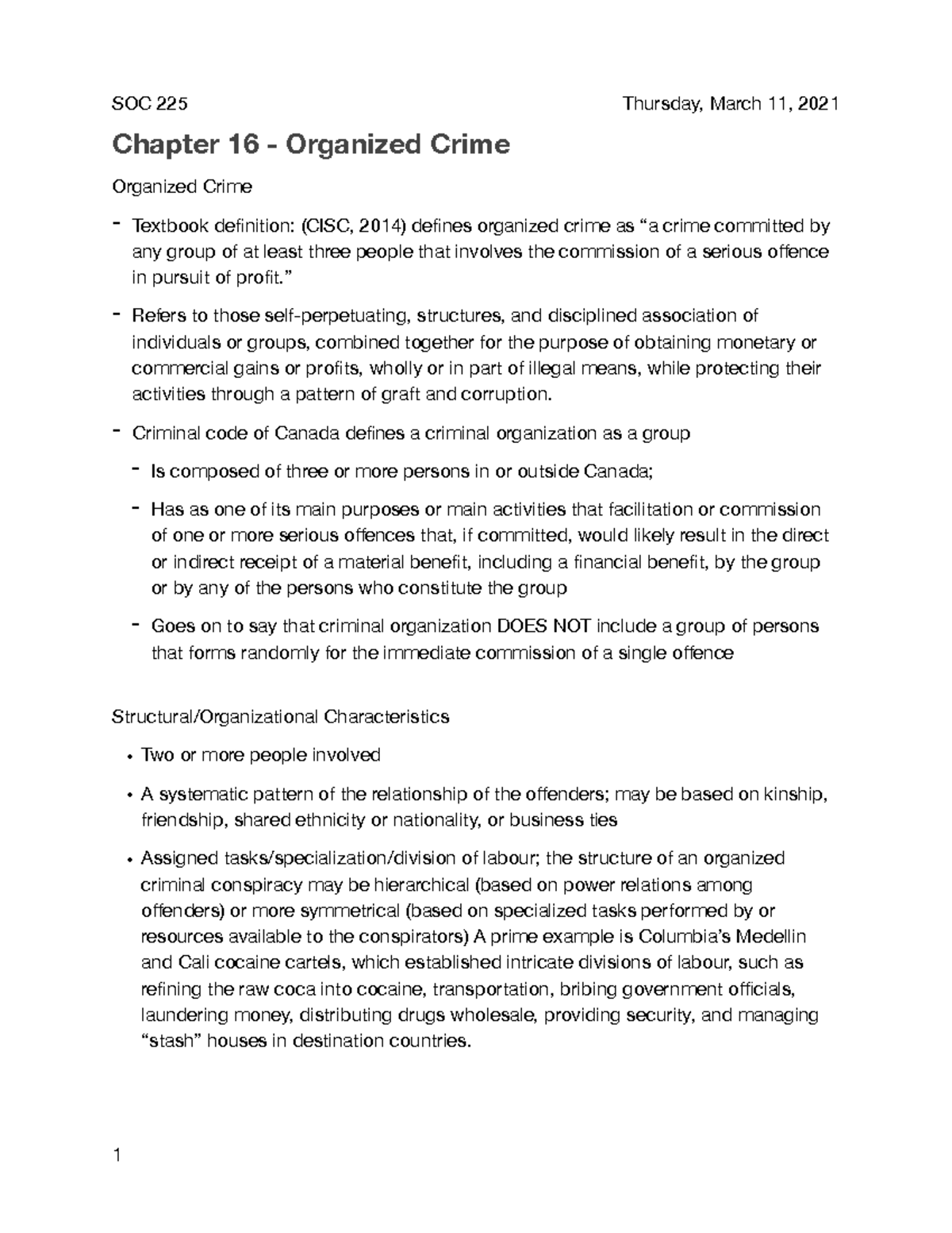 Chapter 16 Organized Crime - Chapter 16 - Organized Crime Organized ...