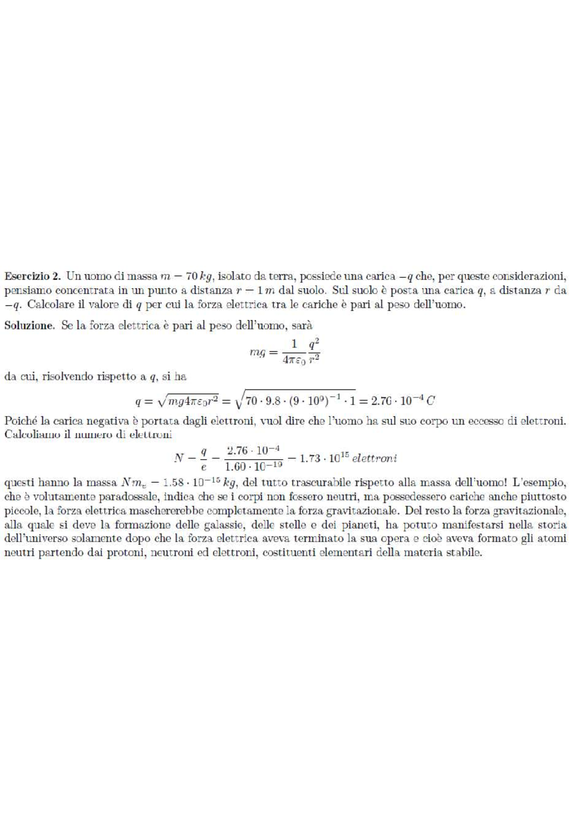 Esercizi legge coulomb 2 - Fisica sperimentale - Studocu