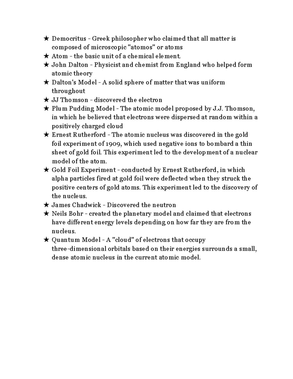 Chem history notes #2 - ★ Democritus - Greek philosopher who claimed ...