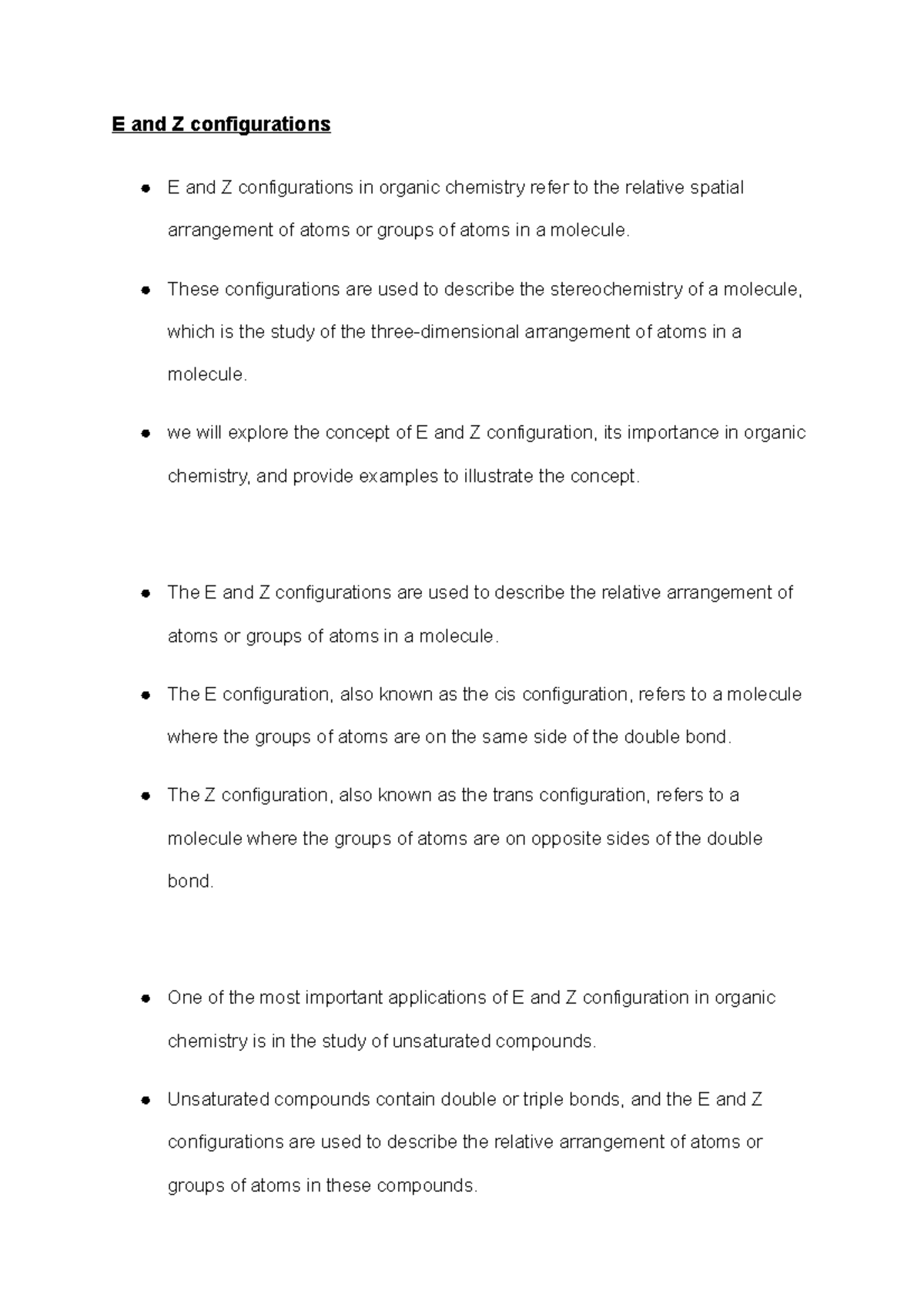 E and Z configurations - explanation on E/Z - E and Z configurations E ...