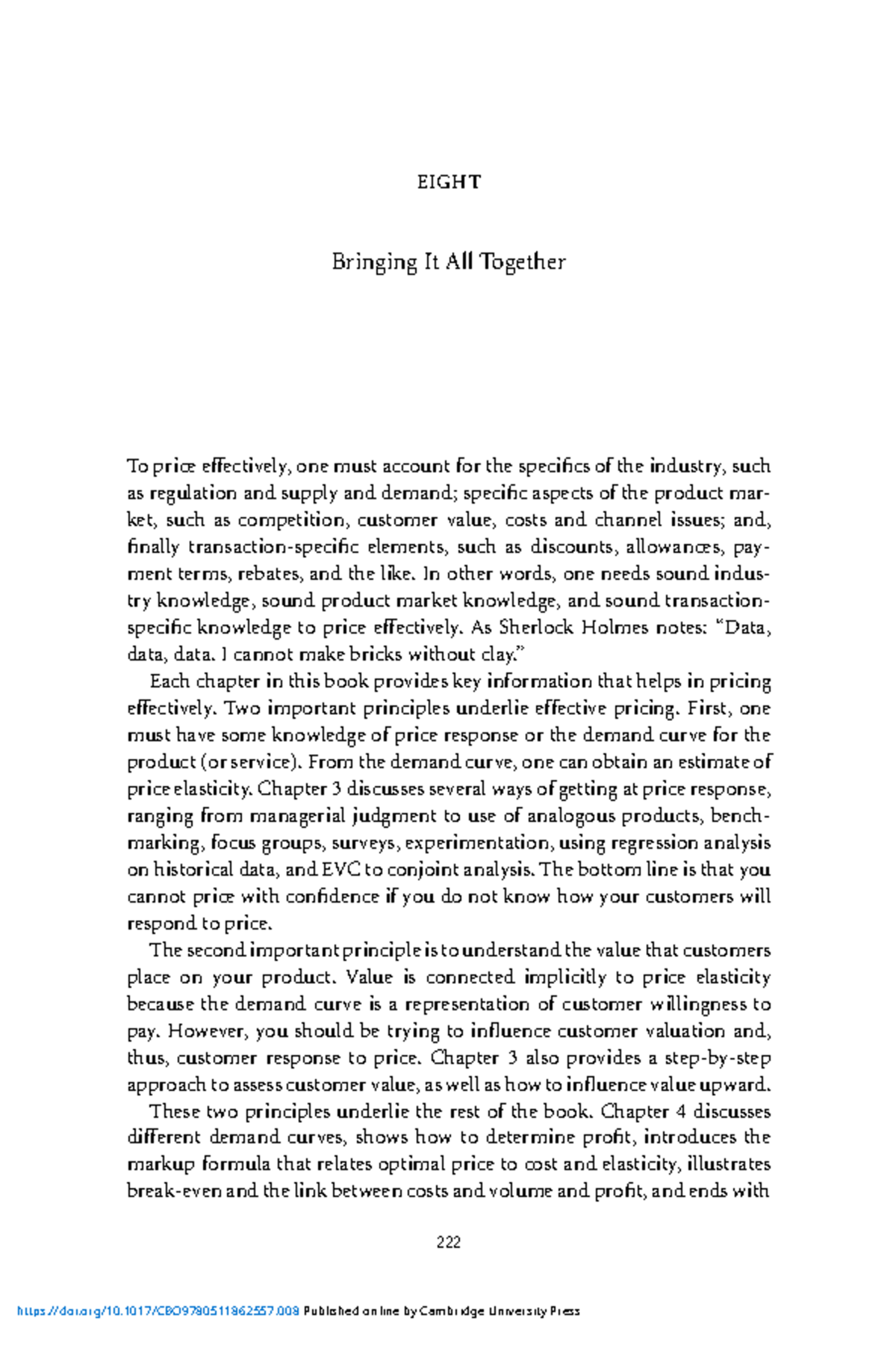 10 - Kapitel 8 - EIGHT Bringing It All Together To price effectively ...