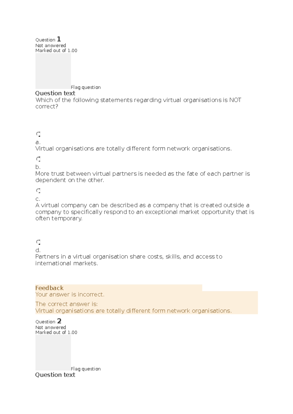 Question - notes - Question 1 Not answered Marked out of 1. Flag ...