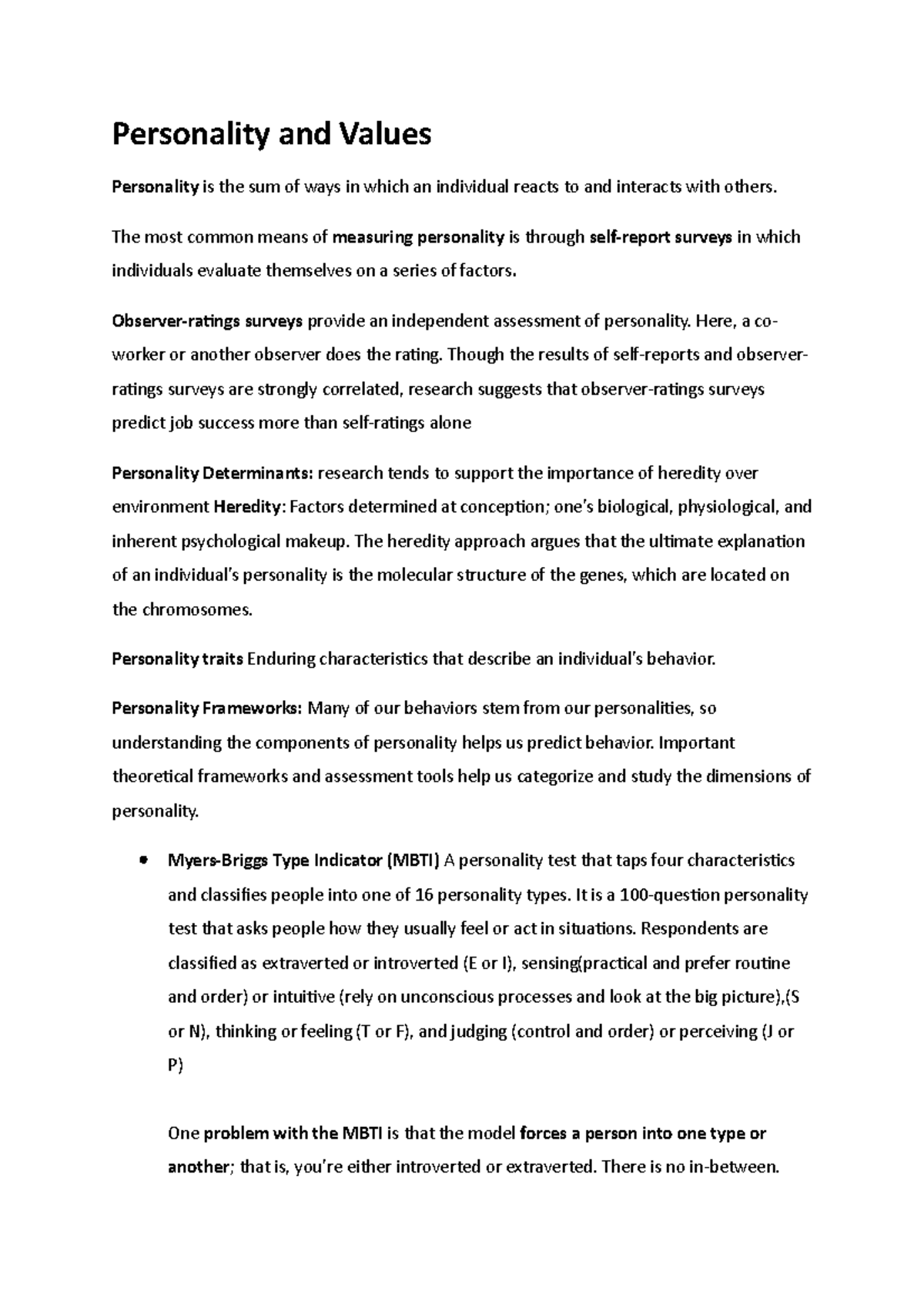 4.Personality and Values - Personality and Values Personality is the ...