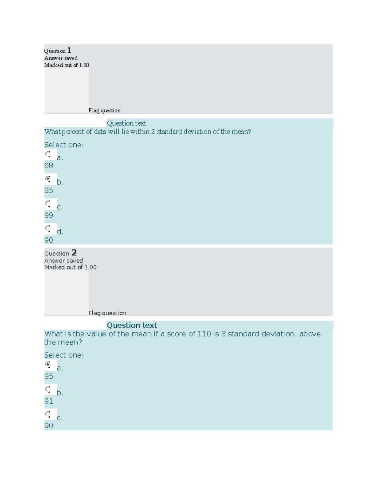 Engineering Data Analysis midterm quiz 2 - Question 1 Answer saved ...