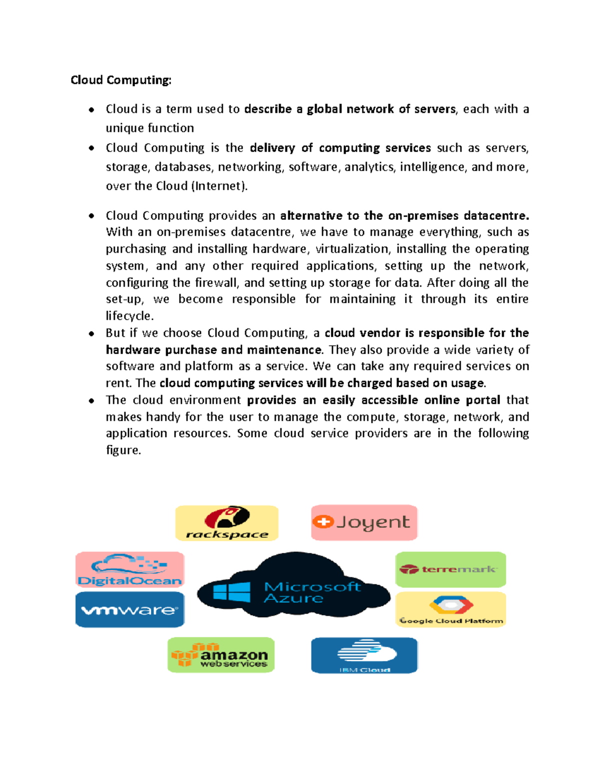 Unit-1 - Cloud Computing: Cloud is a term used to describe a global ...