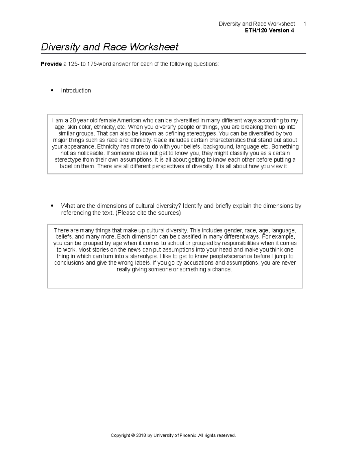 Diversity and Race Worksheet - When you diversify people or things, you ...