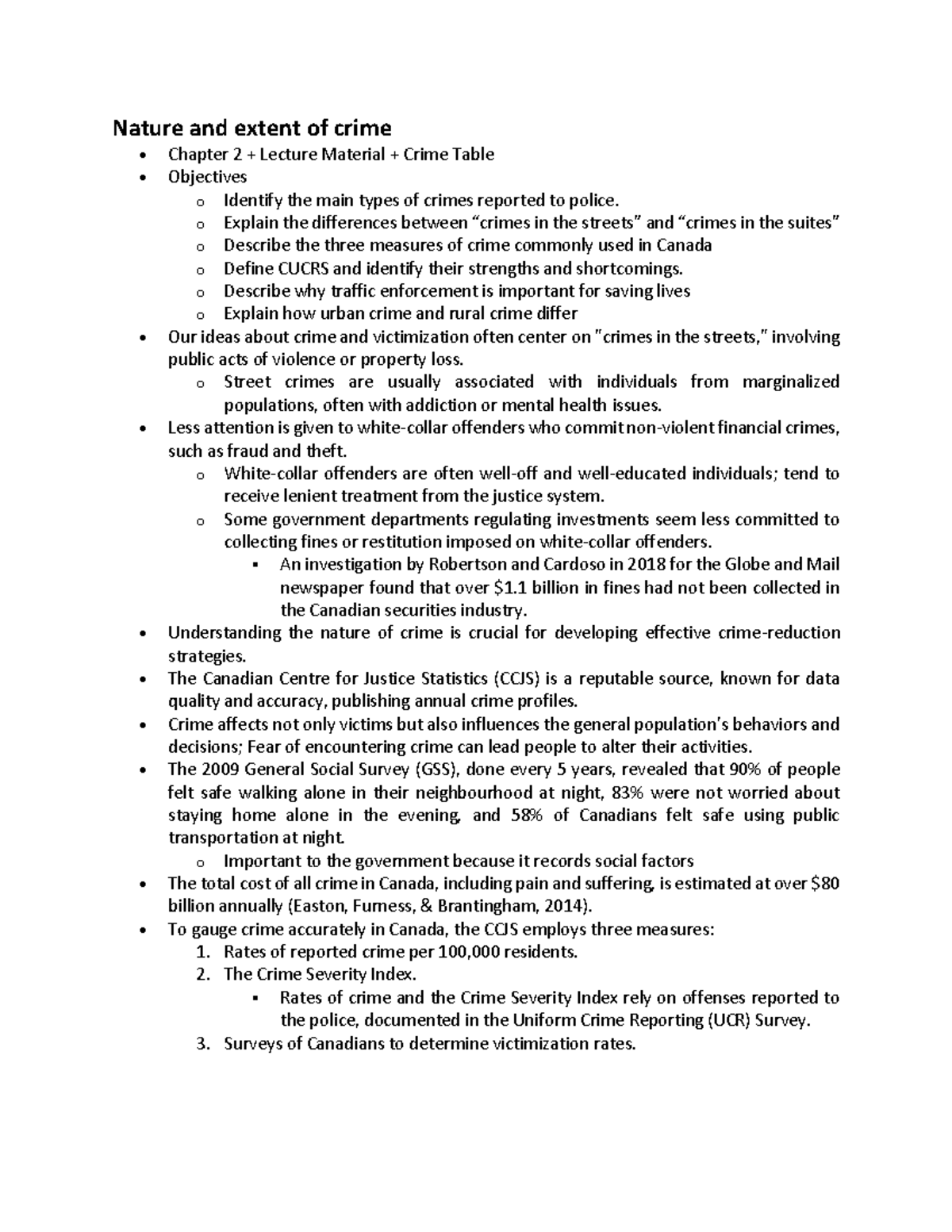 Nature and extent of crime - o Explain the differences between “crimes ...