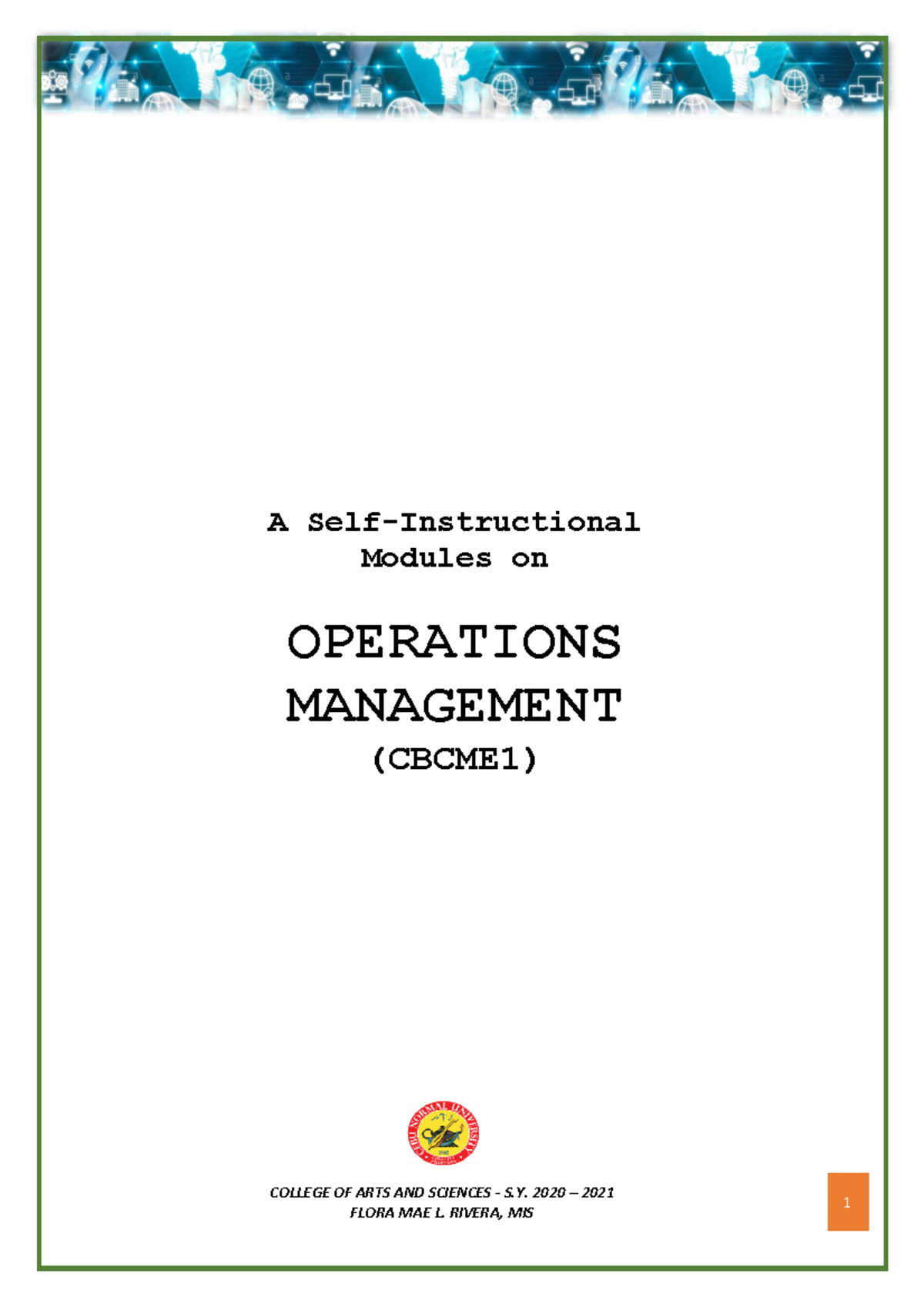Module 2 OM Unit5 - This course tackles the nature, scope, functions ...