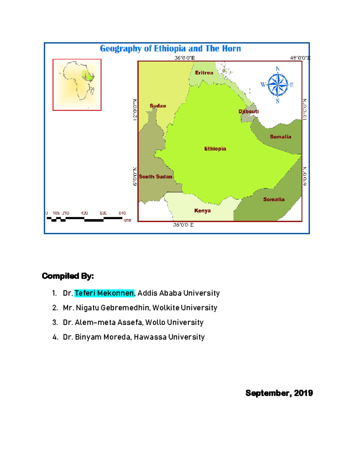 Geography of Ethiopia and the Horn Module - Compiled By: 1. Dr. Teferi ...