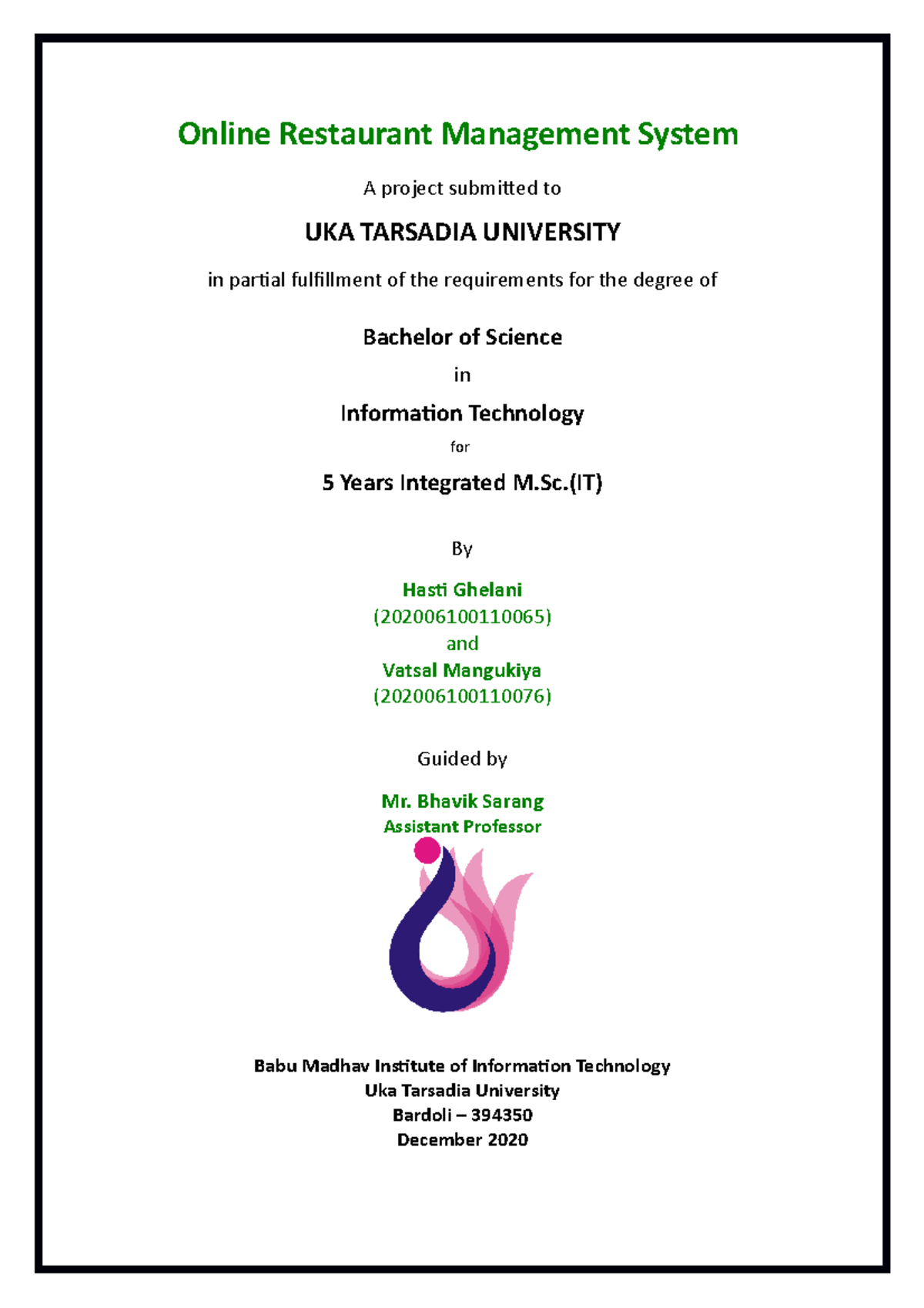 Online Restaurent Management System Final SRS [076 065] - Online ...