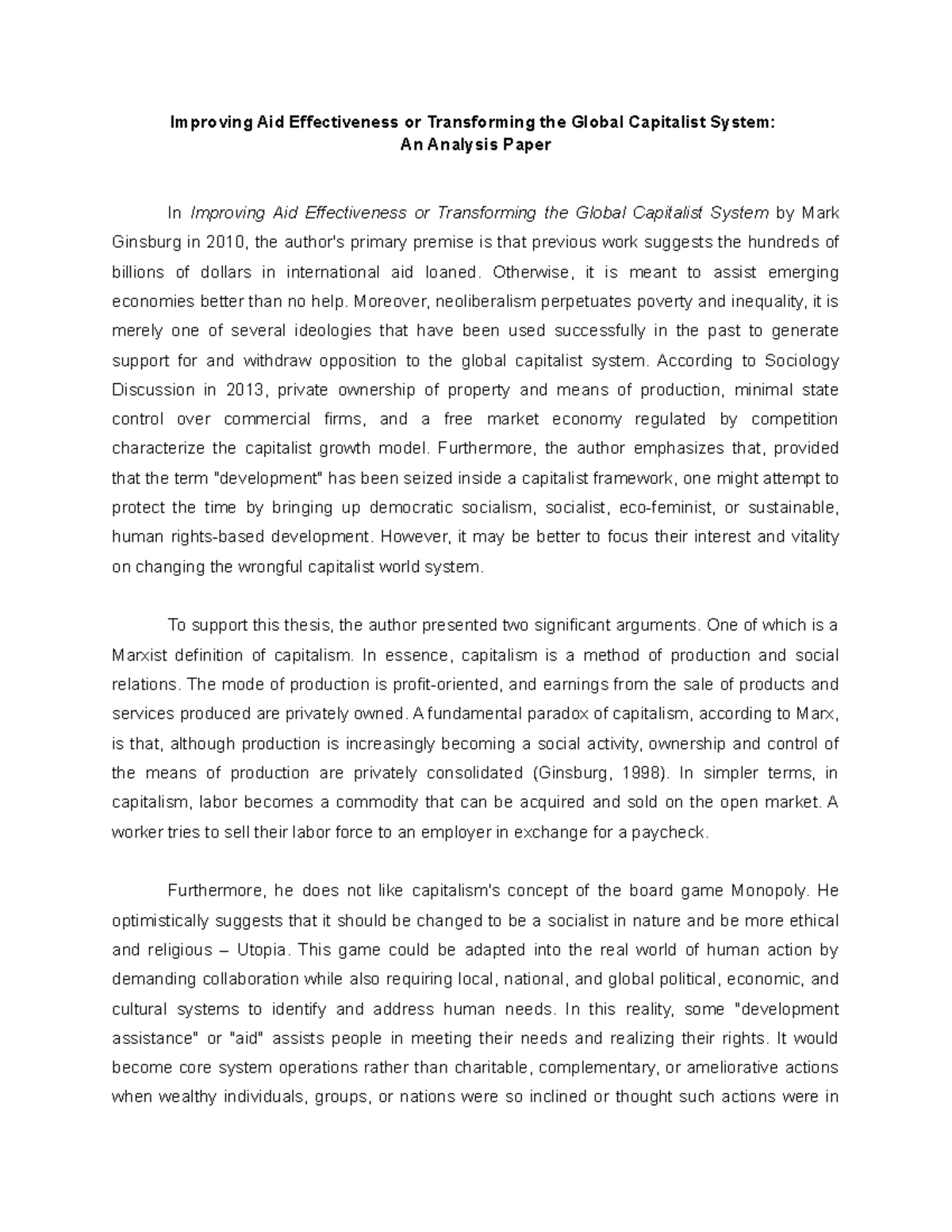 Analysispaper 1 - This is my analysis paper on article in our final ...