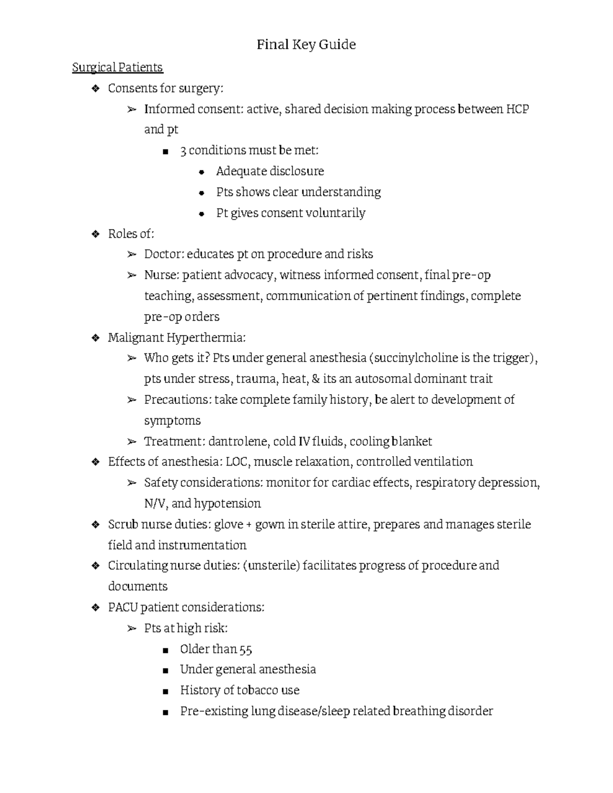 N120 Final Exam Key Guide - Final Key Guide Surgical Patients Consents ...