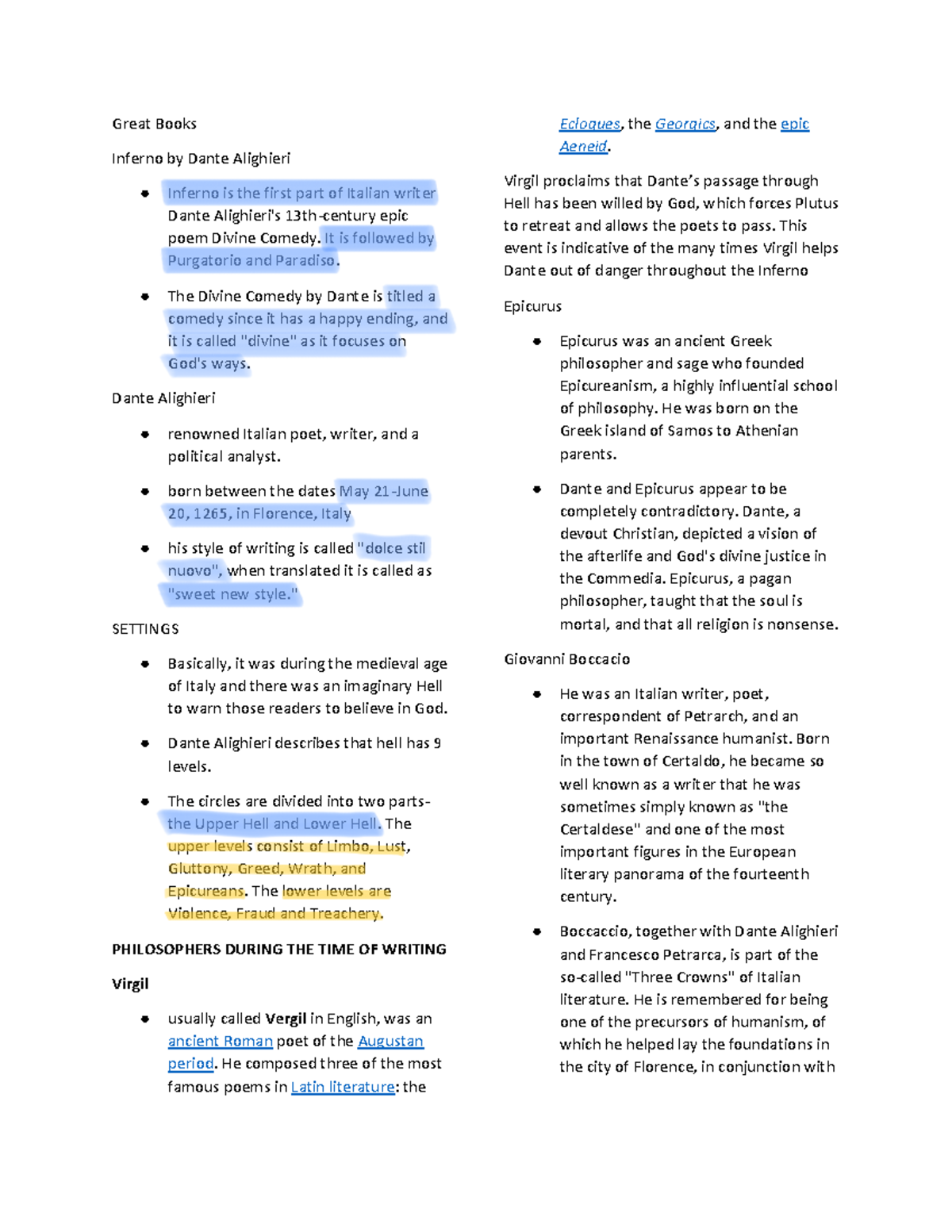 GTB - Great Books - Great Books Inferno by Dante Alighieri Inferno is ...