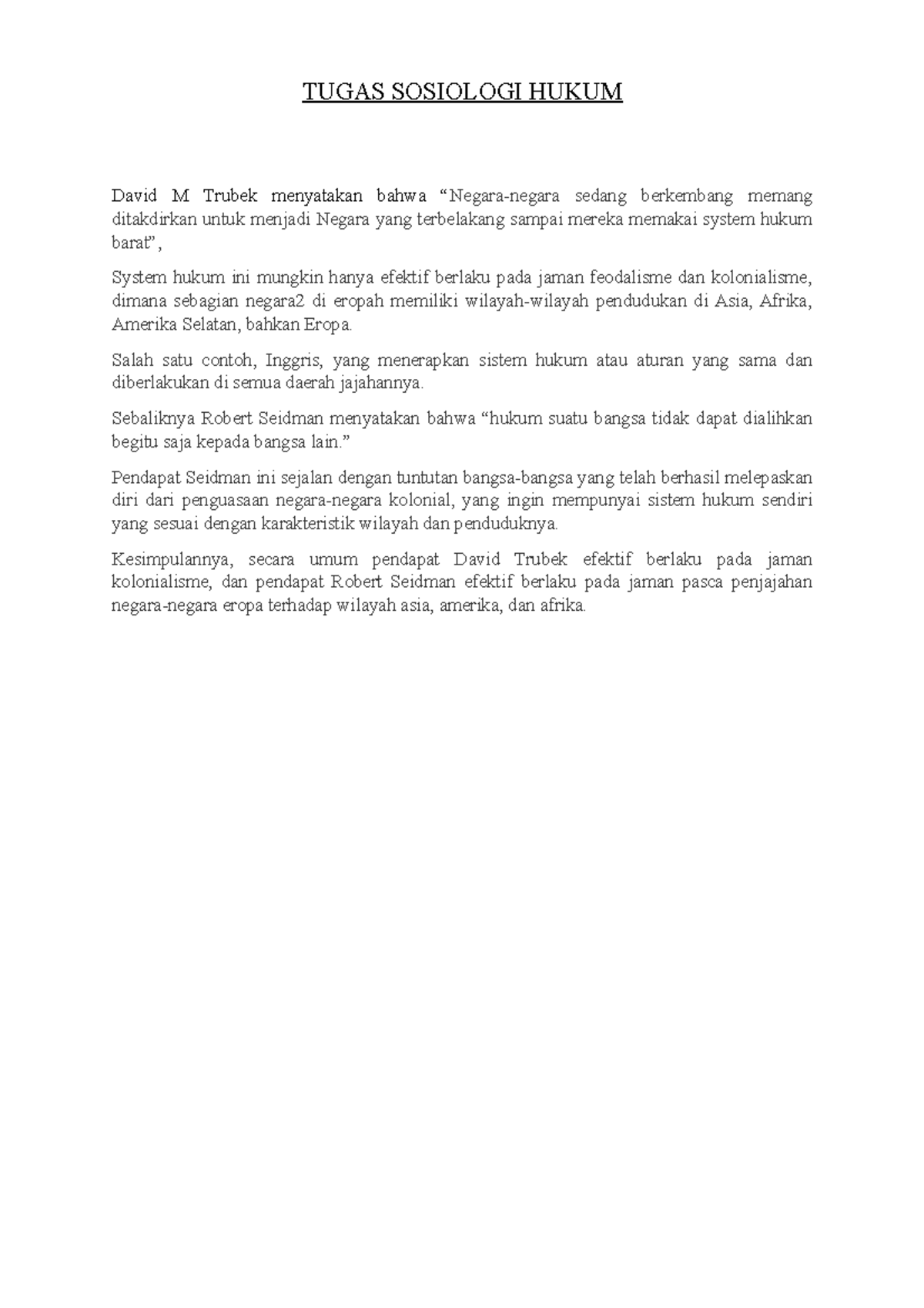 Sosiologi hukum negara berkembang - TUGAS SOSIOLOGI HUKUM David M ...