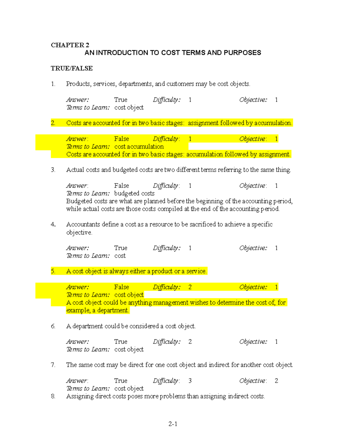Ch02 AN Introduction TO COST Terms AND Purposes - CHAPTER 2 AN ...