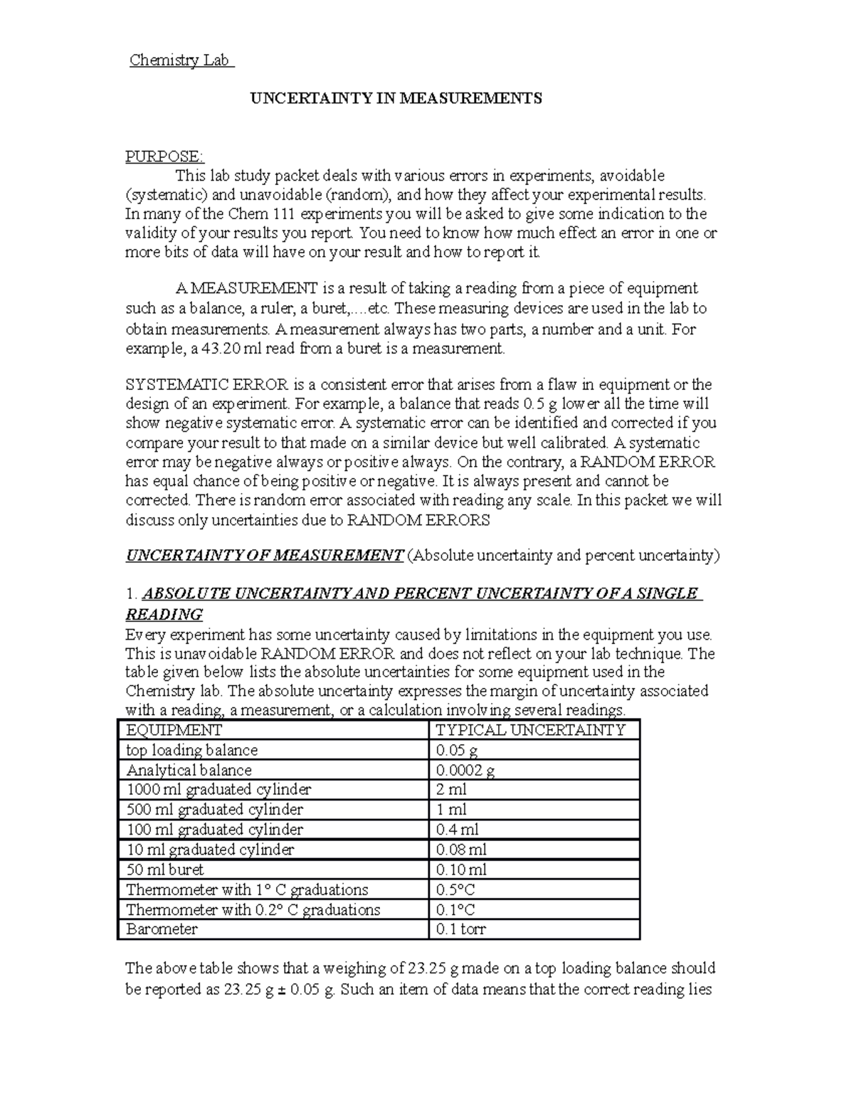 MIU - This is coursework for General Chemistry Lab. - Chemistry Lab ...