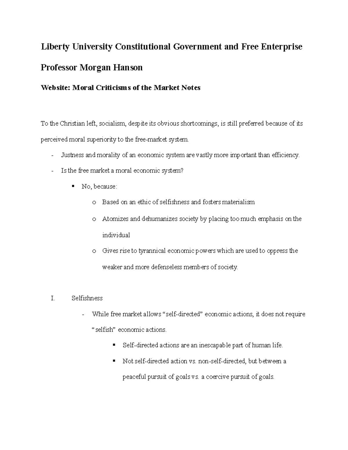 Constitutional Government Website- Moral Criticisms of the Market ...