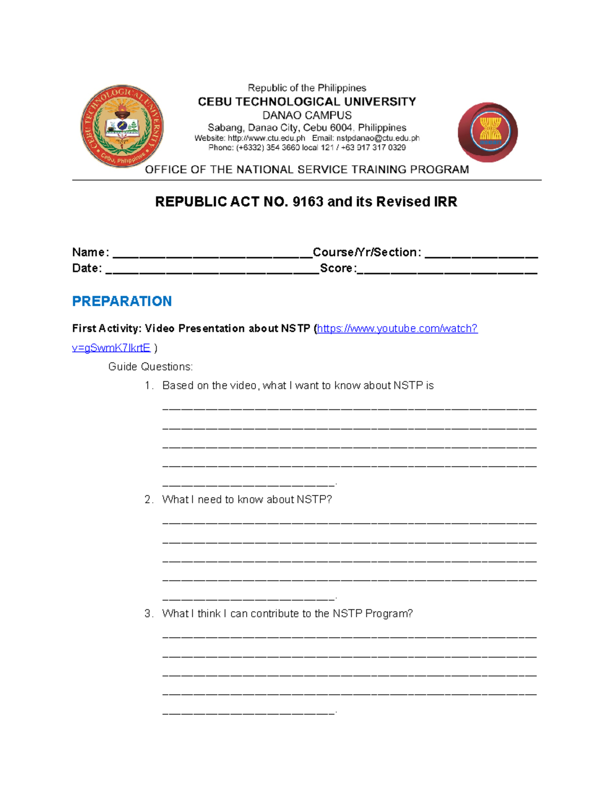02 RA-9163-Revised-IRR- Activity - REPUBLIC ACT NO. 9163 and its ...