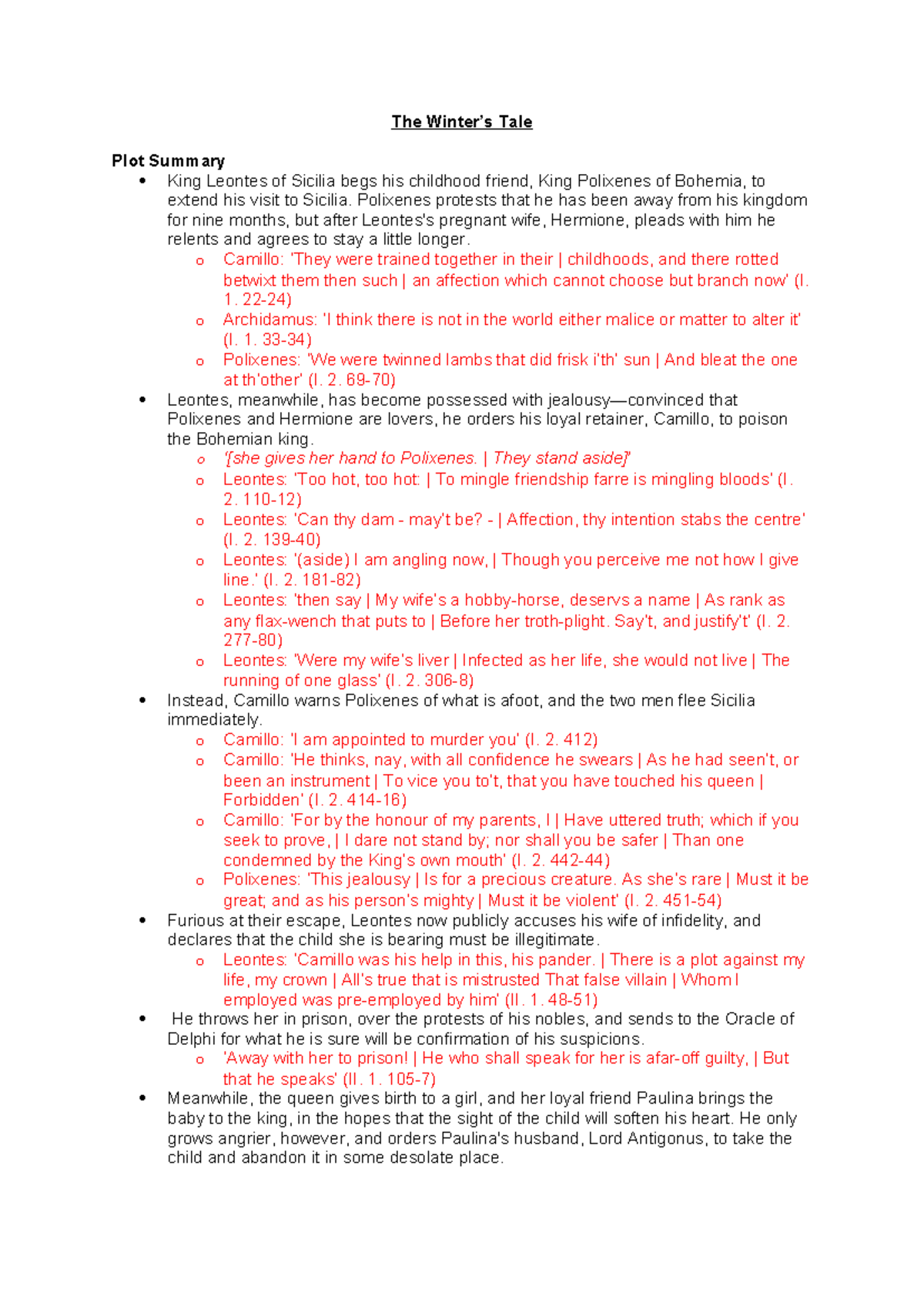 The Winter's Tale - Summary Winter's Tale - Winter's Tale - The Winter ...