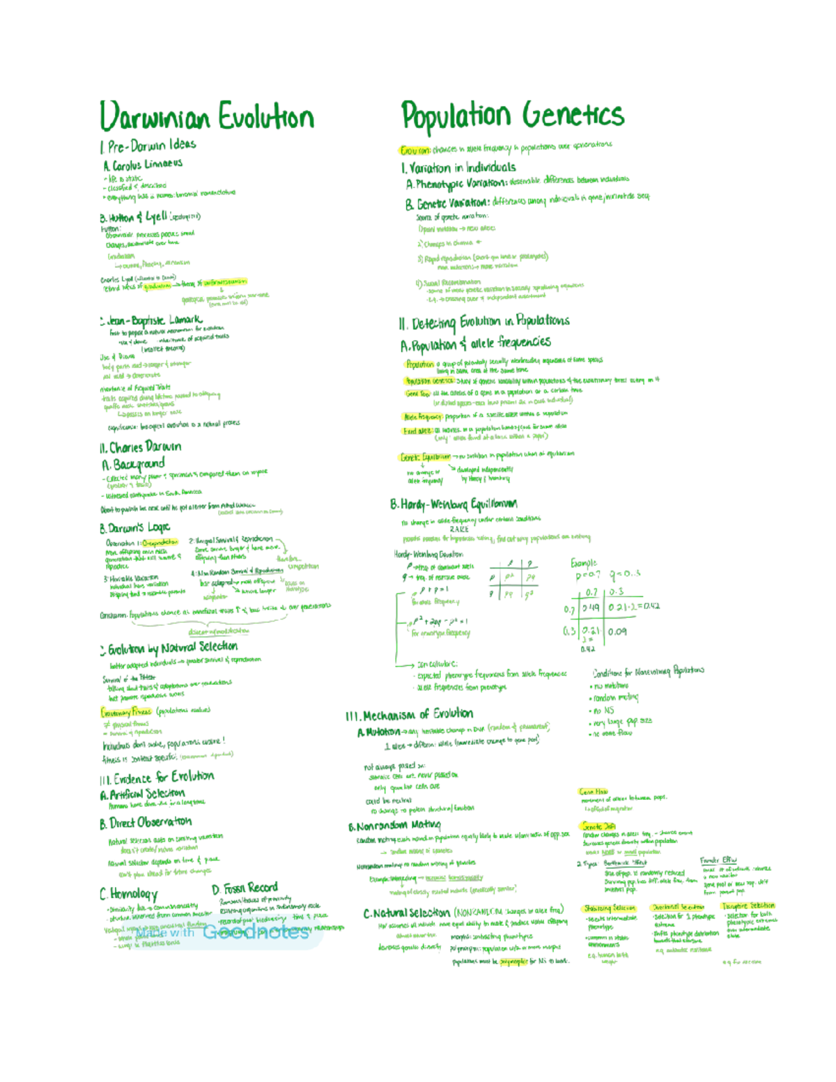 Darwin Evolution & Population Genetics - 01:119:115 - Studocu