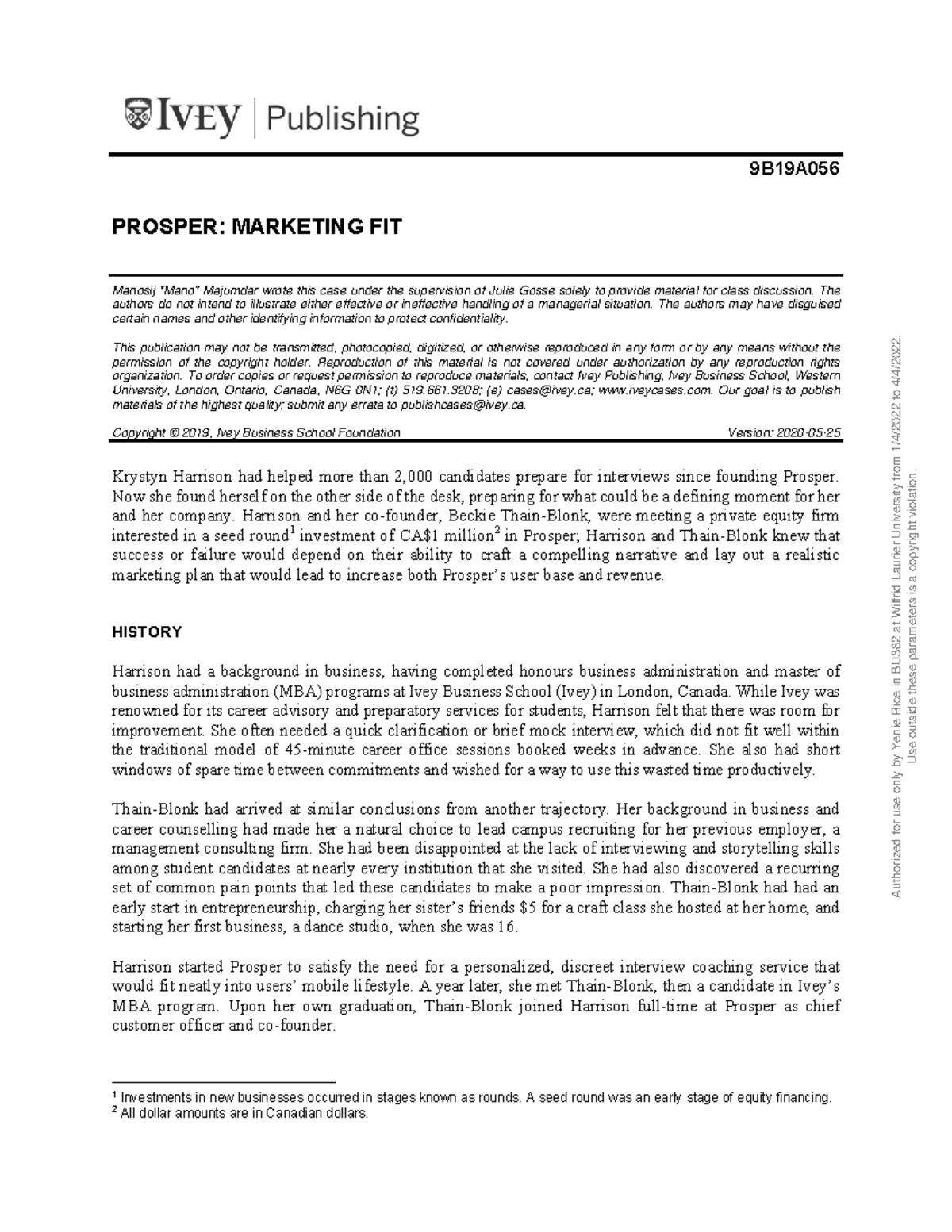 Prosper - Marketing Fit - 9B19A PROSPER: MARKETING FIT Manosij “Mano ...