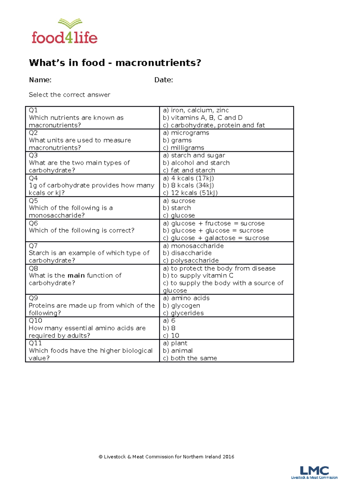 Whats in food macronutrients quiz and answers - What’s in food ...