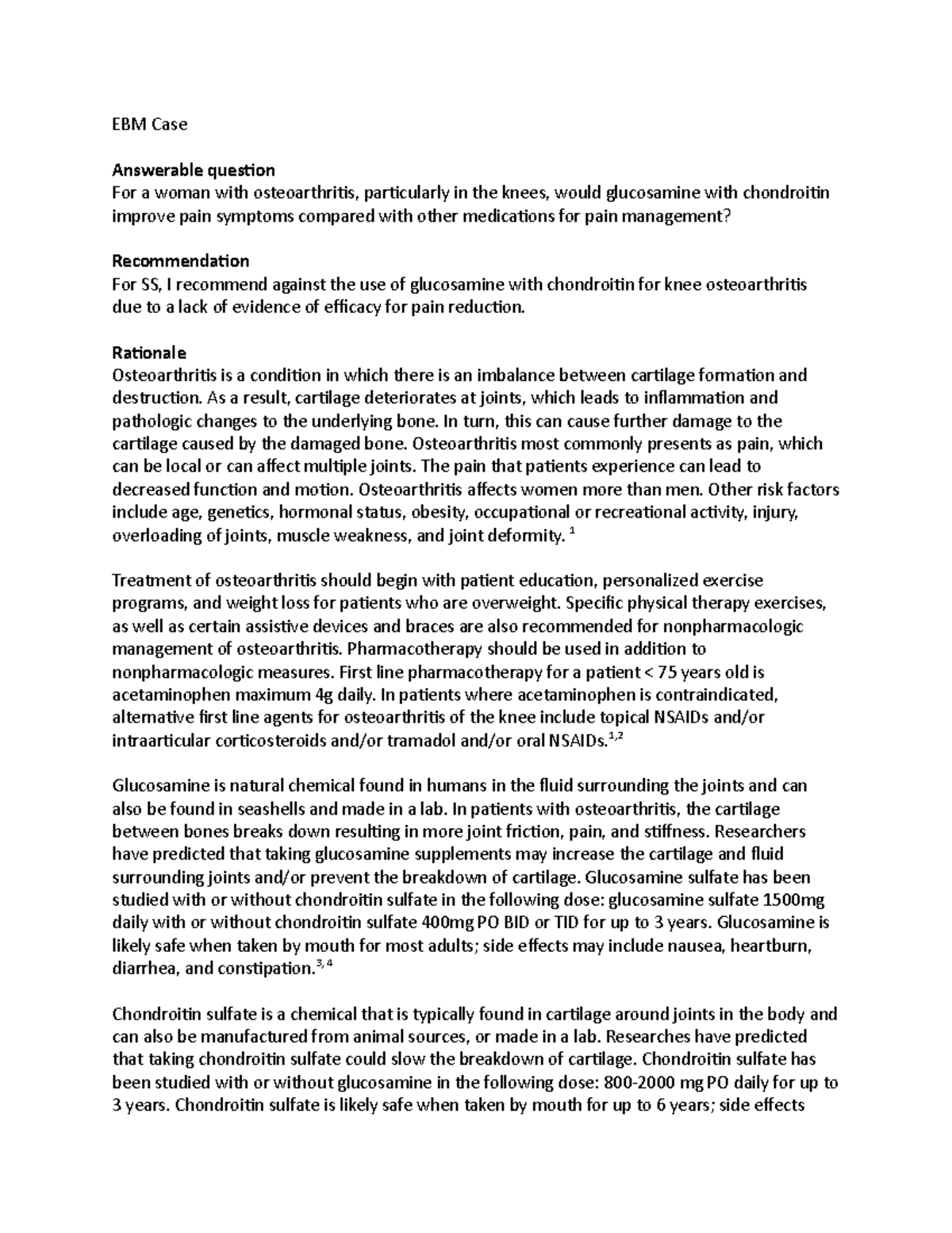 EBM case - EBM patient case - EBM Case Answerable question For a woman ...