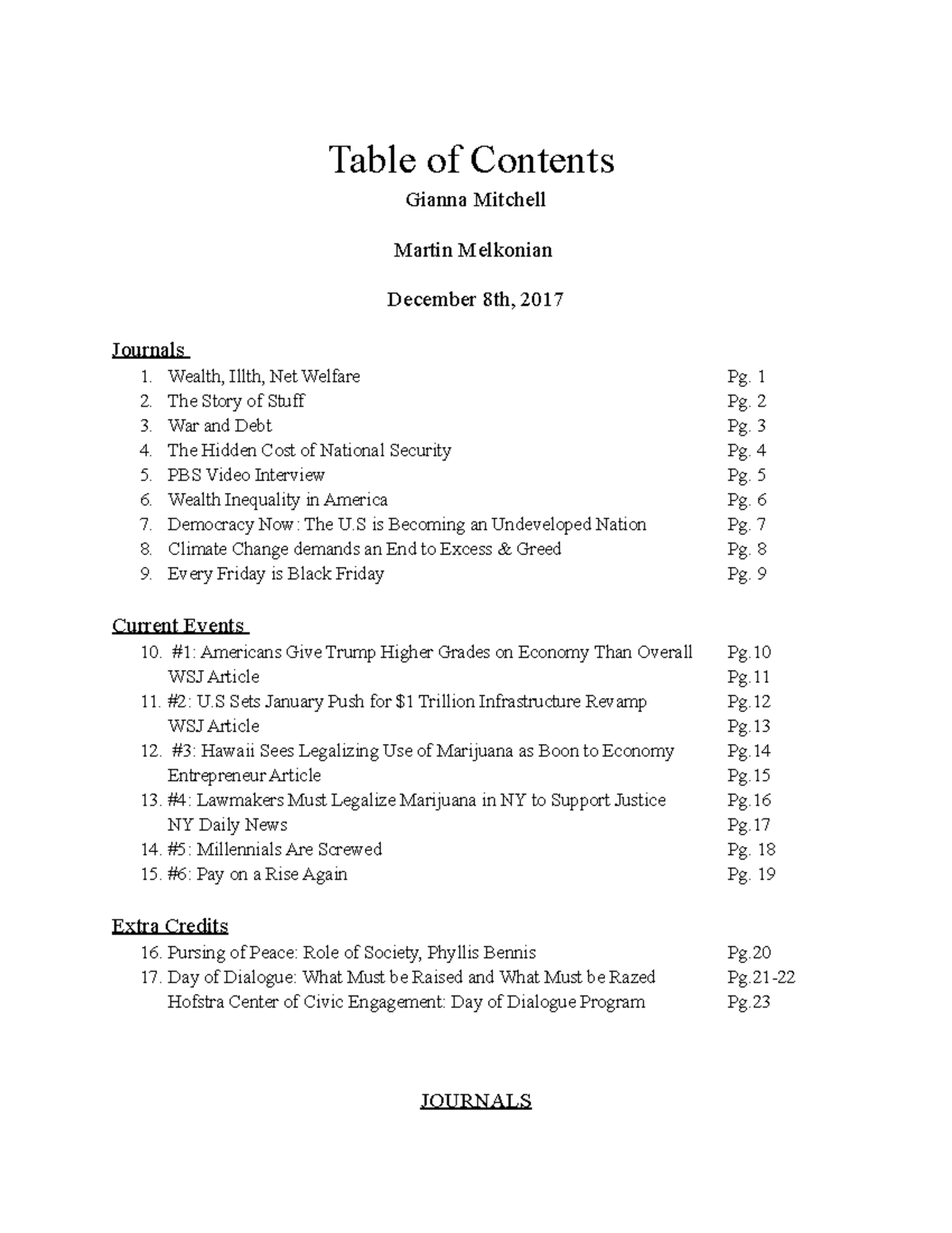 Table of Contents - Table of Contents Gianna Mitchell Martin Melkonian ...