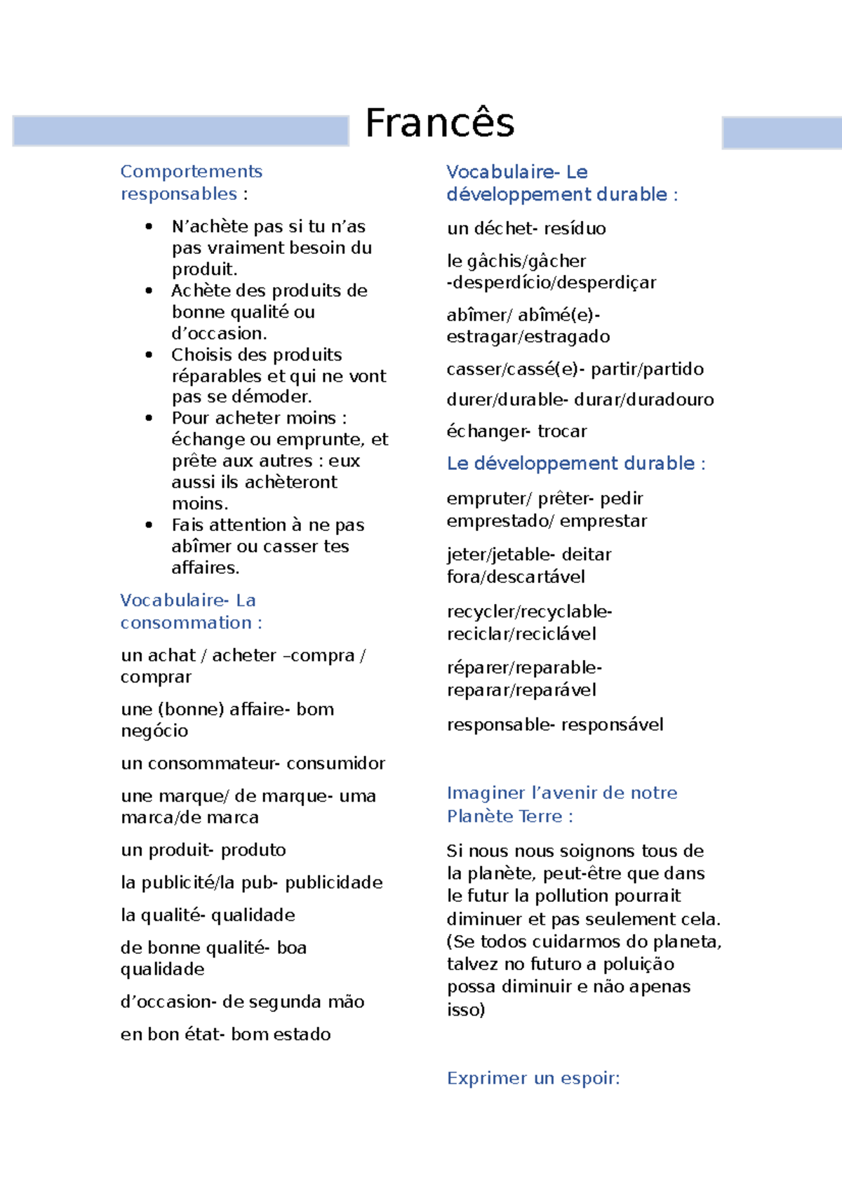 Francês- resumo - Le passé recent, le futur simple, le futur proche e ...