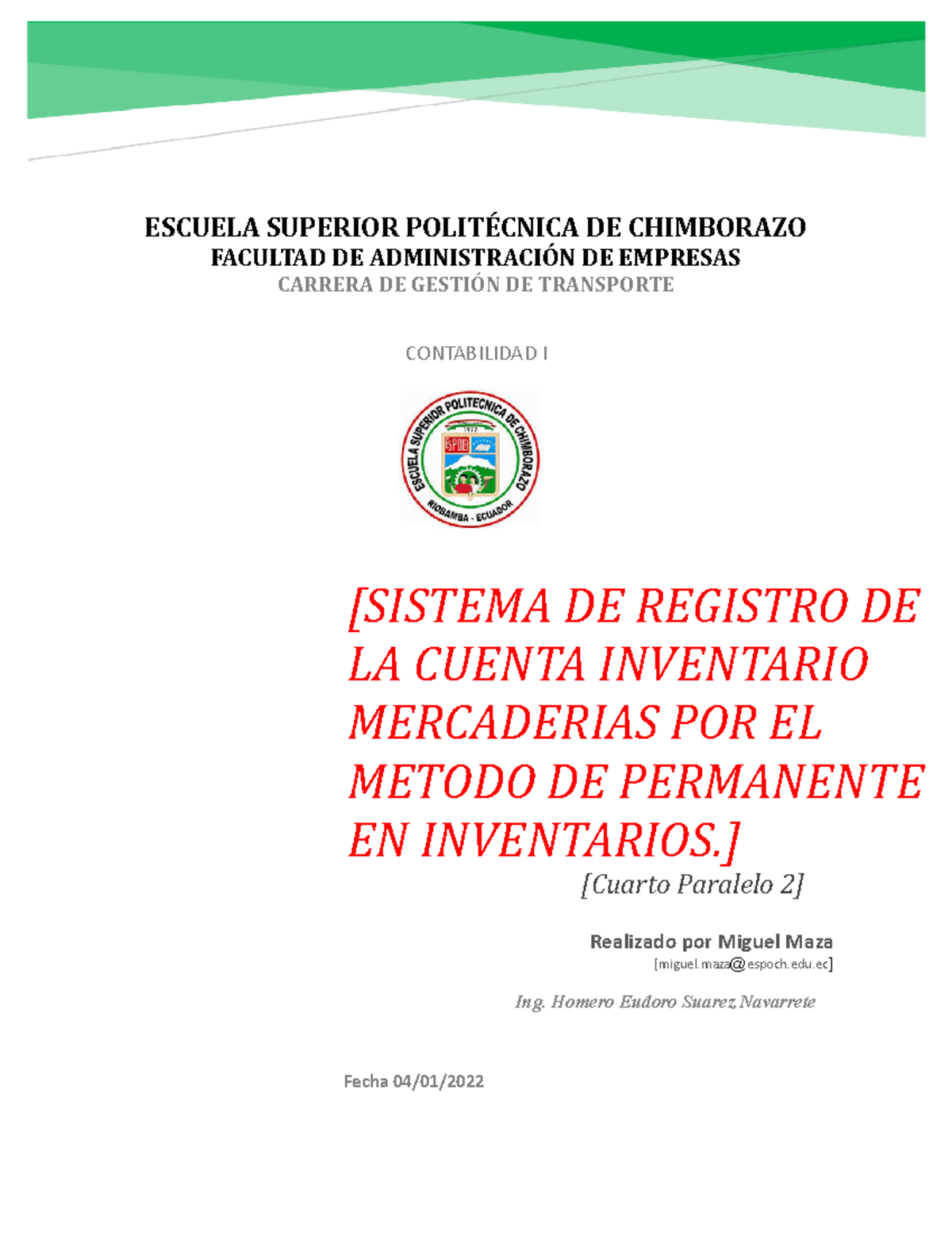Maza Miguel Sistema de Registro de la cuenta Inventario - Contabilidad ...